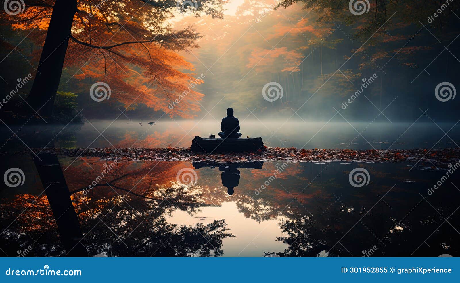 Calm Wilderness Meditation Scene Stock Illustration - Illustration of ...