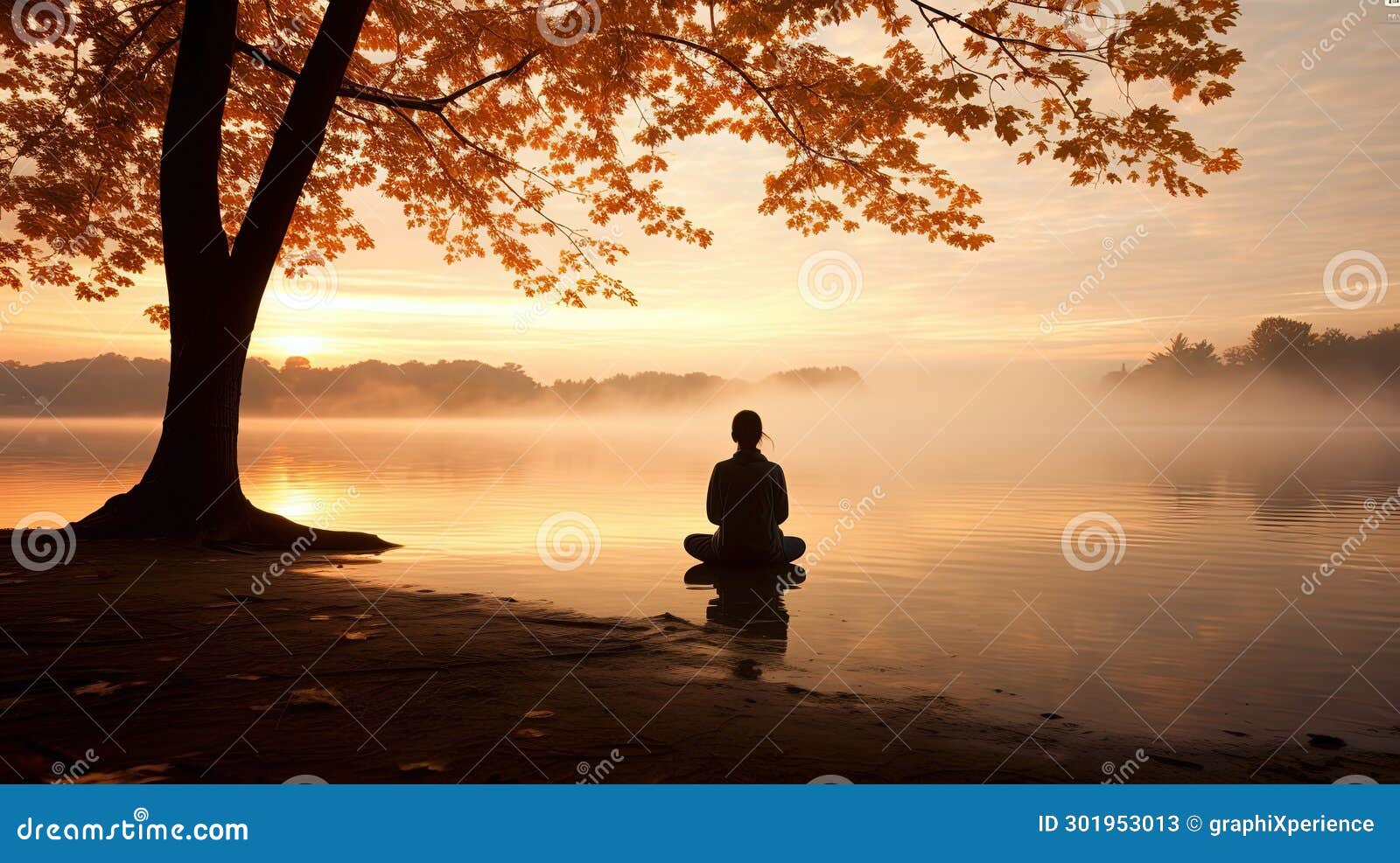 Calm Wilderness Meditation Scene Stock Illustration - Illustration of ...
