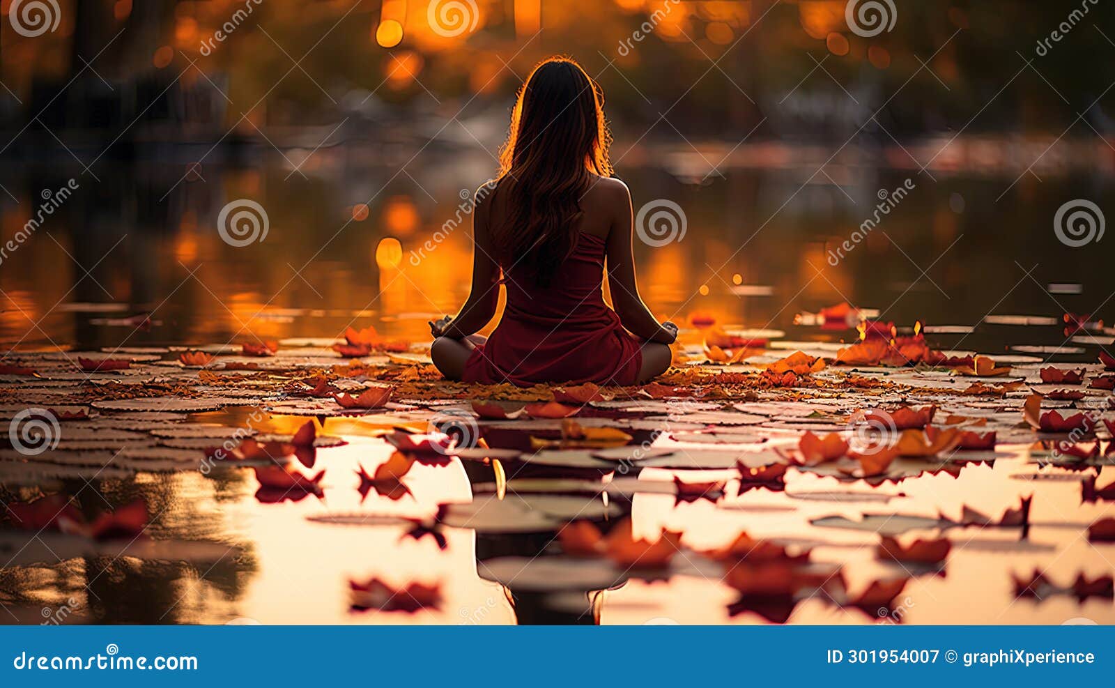 Calm Wilderness Meditation Scene Stock Illustration - Illustration of ...