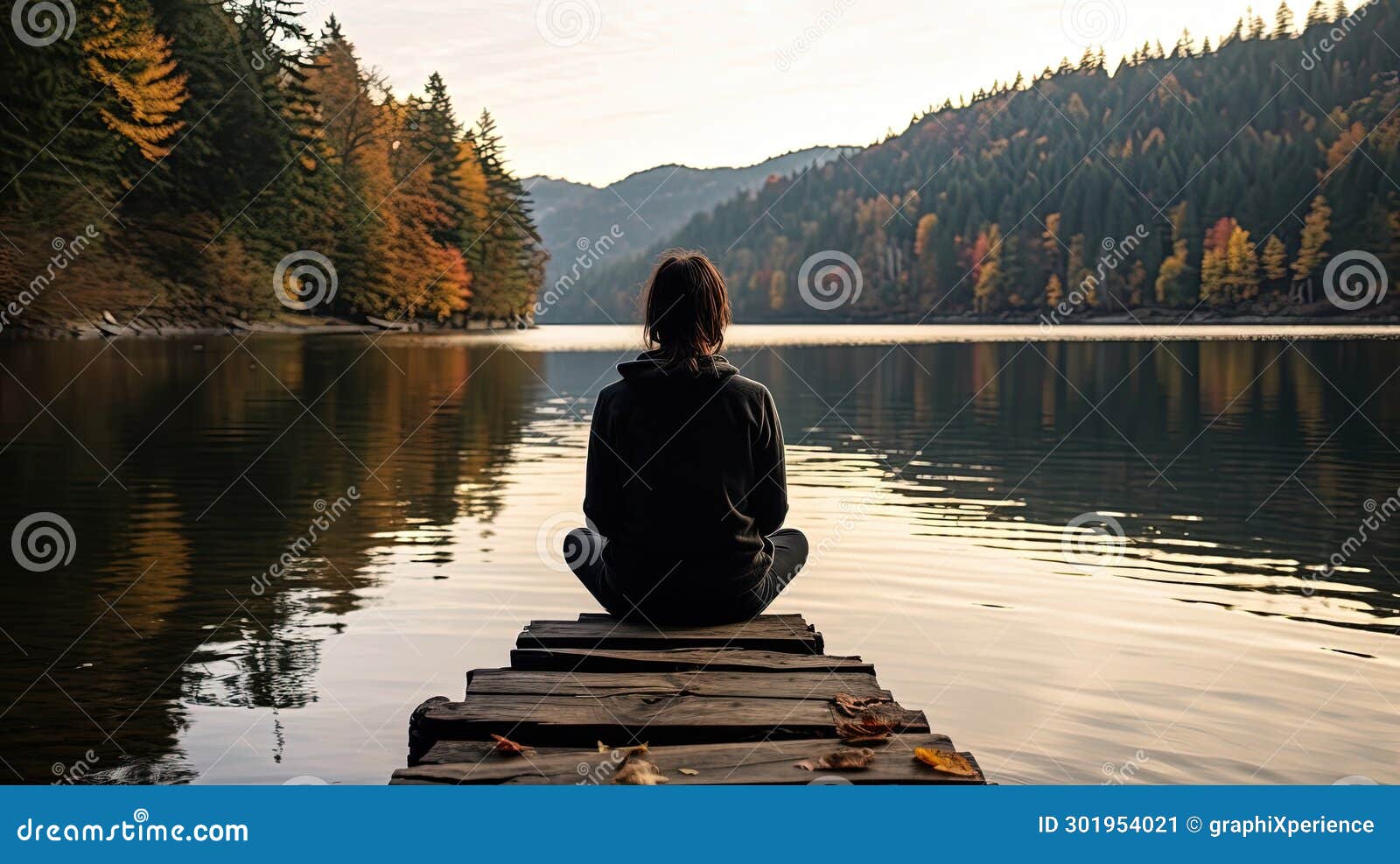Calm Wilderness Meditation Scene Stock Illustration - Illustration of ...