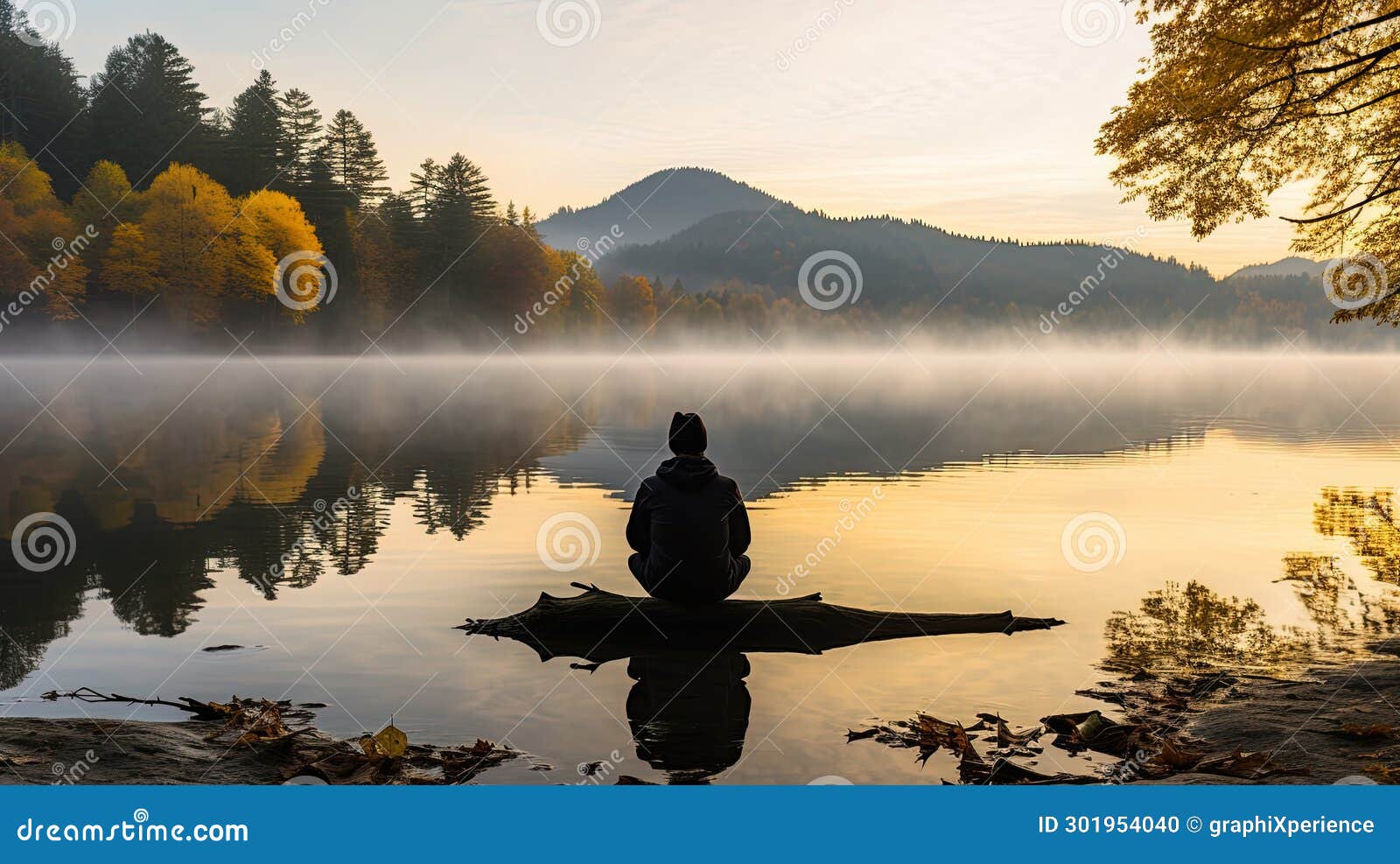 Calm Wilderness Meditation Scene Stock Illustration - Illustration of ...