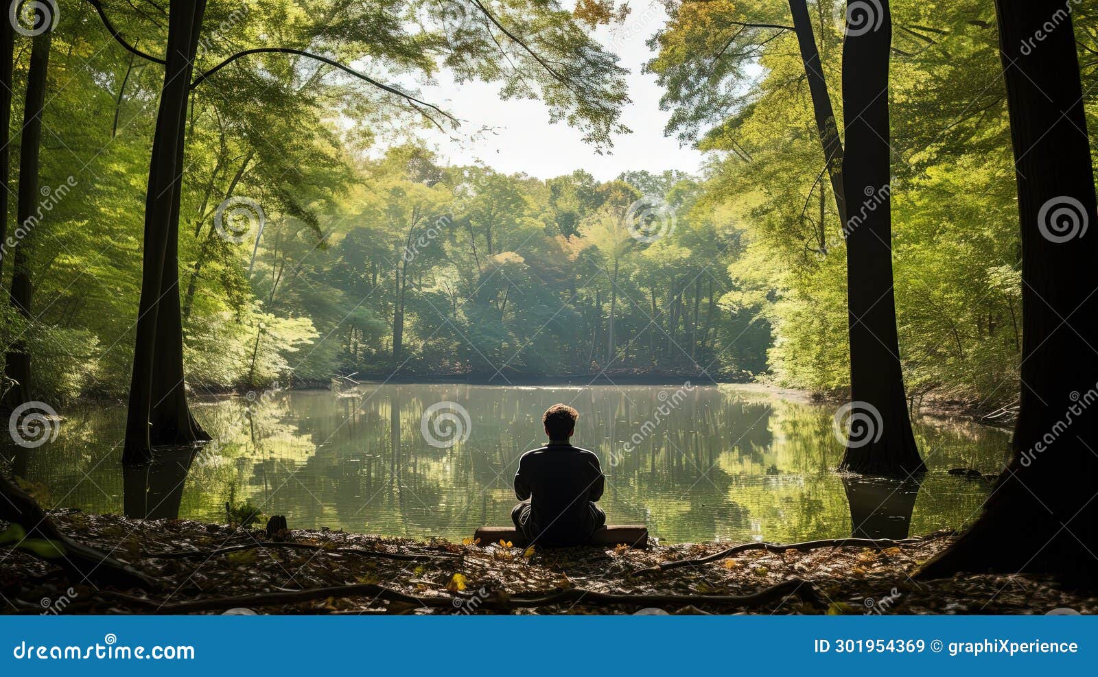 Calm Wilderness Meditation Scene Stock Illustration - Illustration of ...