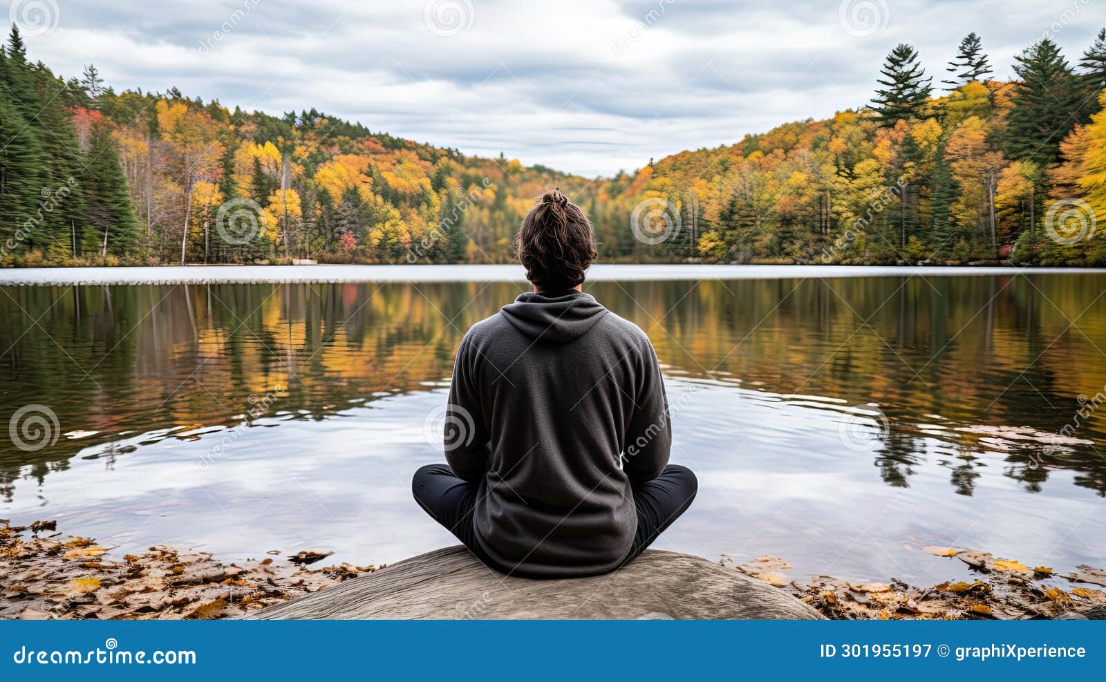 Calm Wilderness Meditation Scene Stock Illustration - Illustration of ...