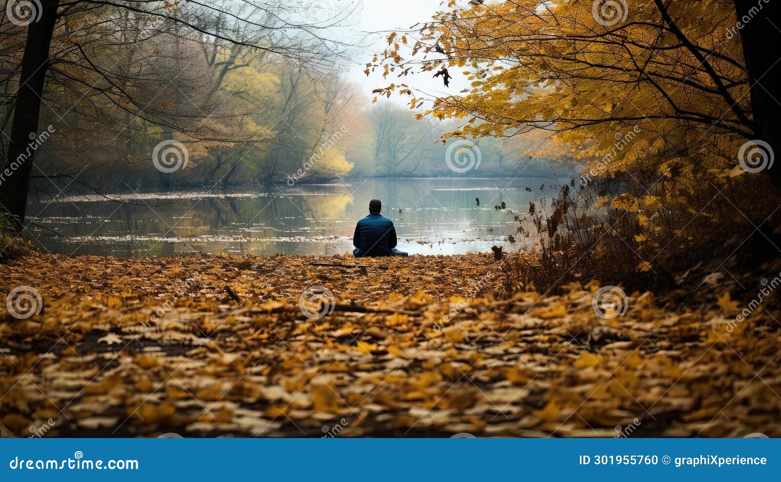 Calm Wilderness Meditation Scene Stock Illustration - Illustration of ...