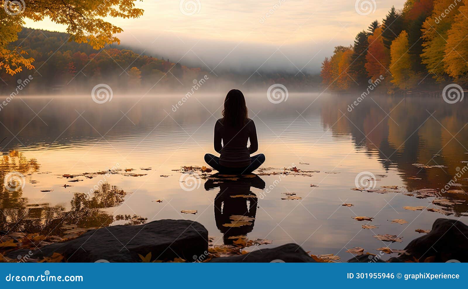 Calm Wilderness Meditation Scene Stock Illustration - Illustration of ...
