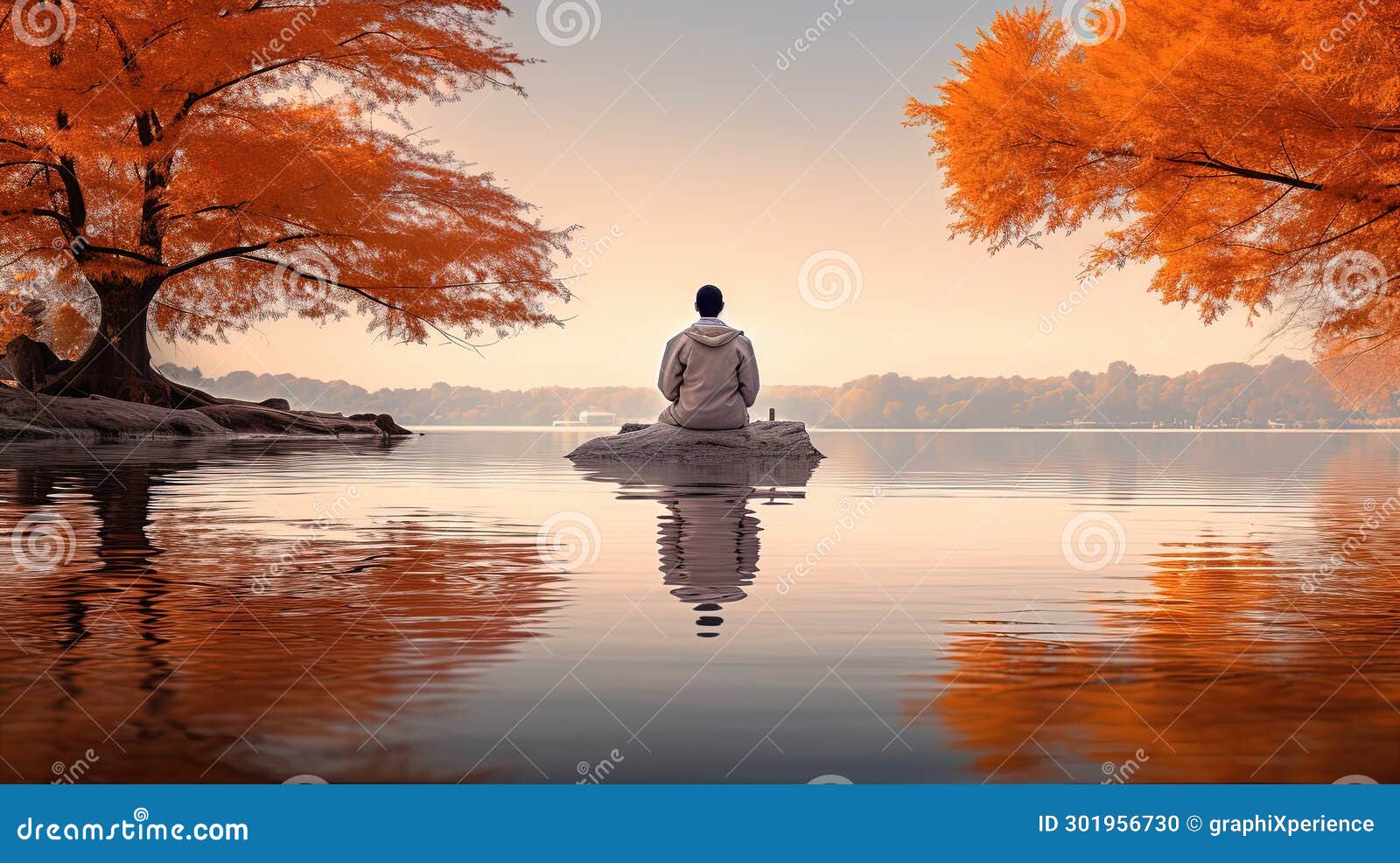 Calm Wilderness Meditation Scene Stock Illustration - Illustration of ...