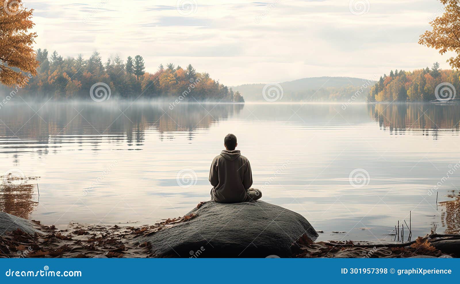 Calm Wilderness Meditation Scene Stock Illustration - Illustration of ...