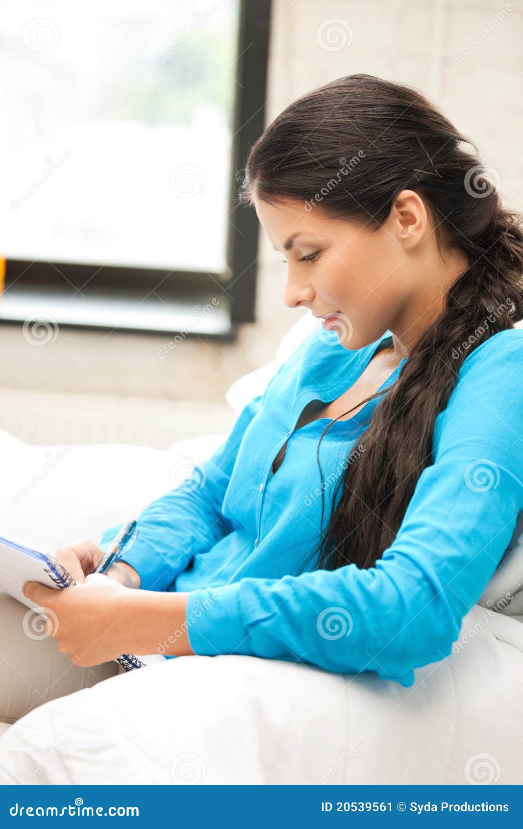 Calm Woman with Big Notepad Stock Image - Image of caucasian, notebook ...
