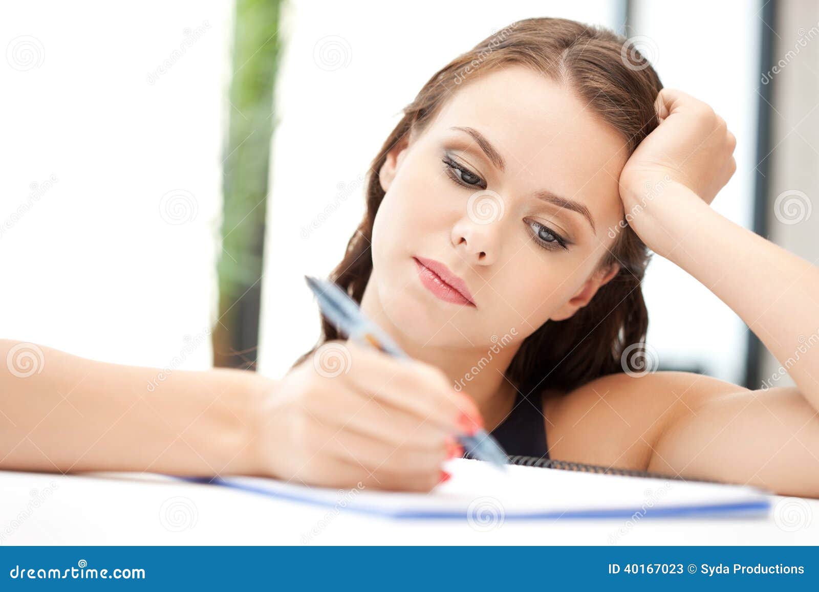 Calm Woman with Big Notepad Stock Image - Image of note, female: 40167023