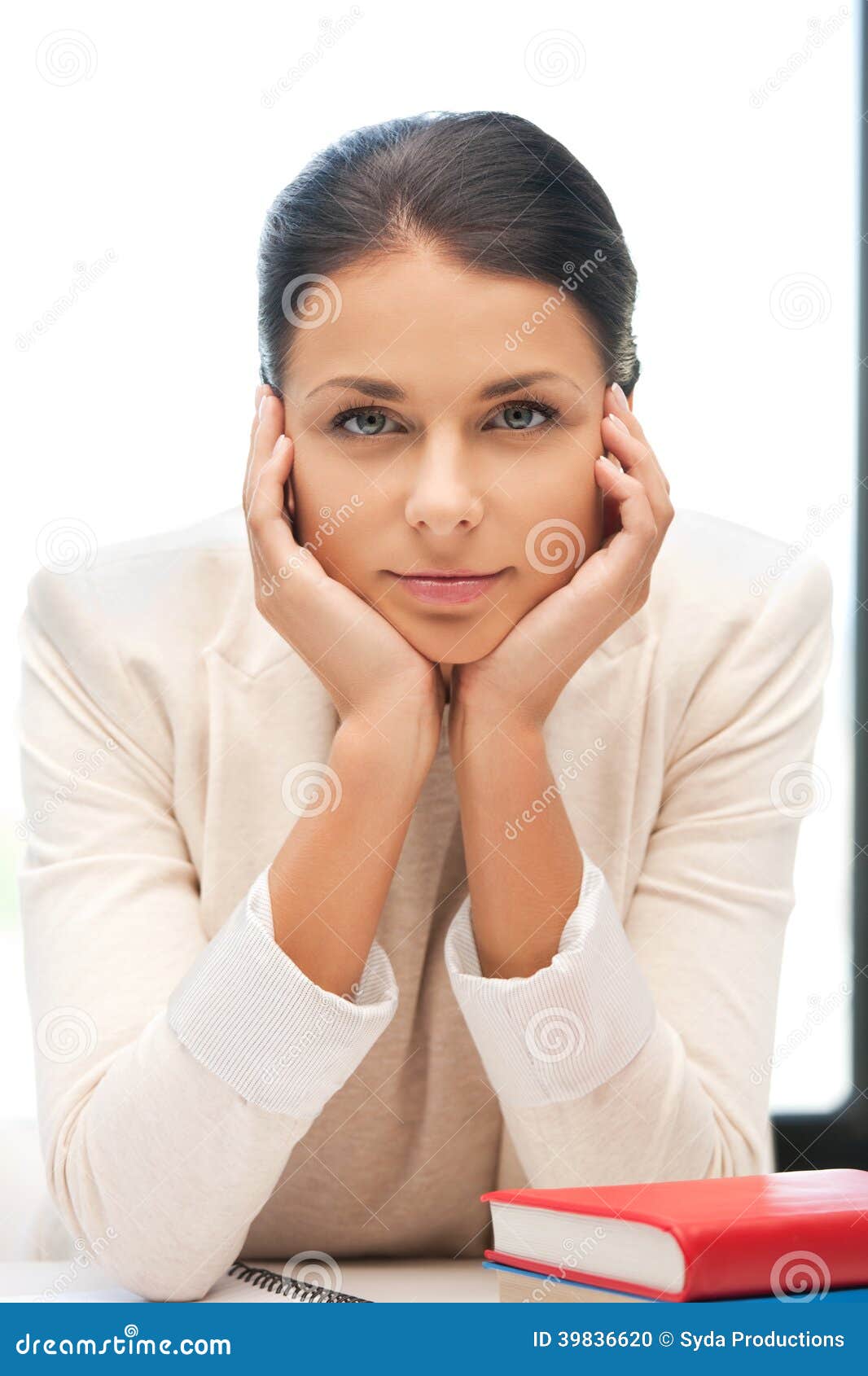 Calm woman with book stock photo. Image of bright, gorgeous - 39836620