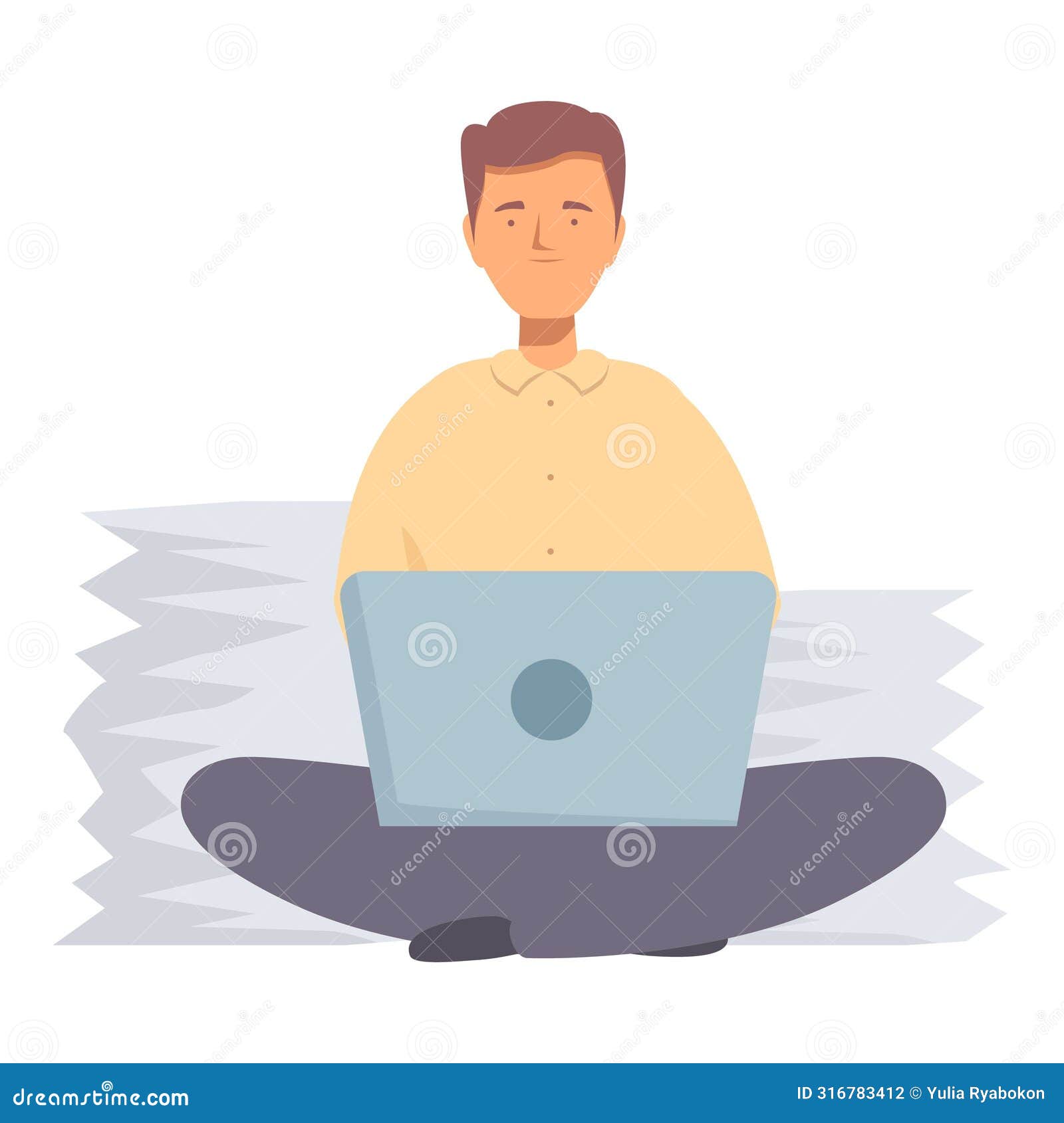 Calm Workaholic Working Icon Cartoon Vector. Laptop Work Stock Vector ...