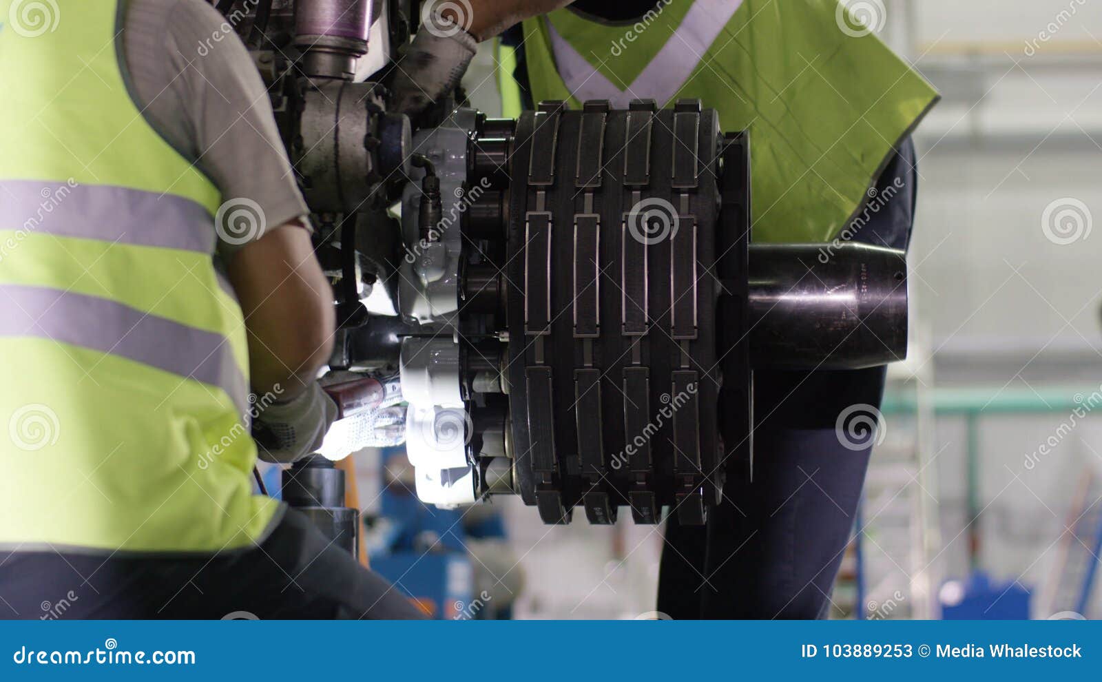 Calm Workers Controlling Aircraft Machine and Chassis. Aircraft ...