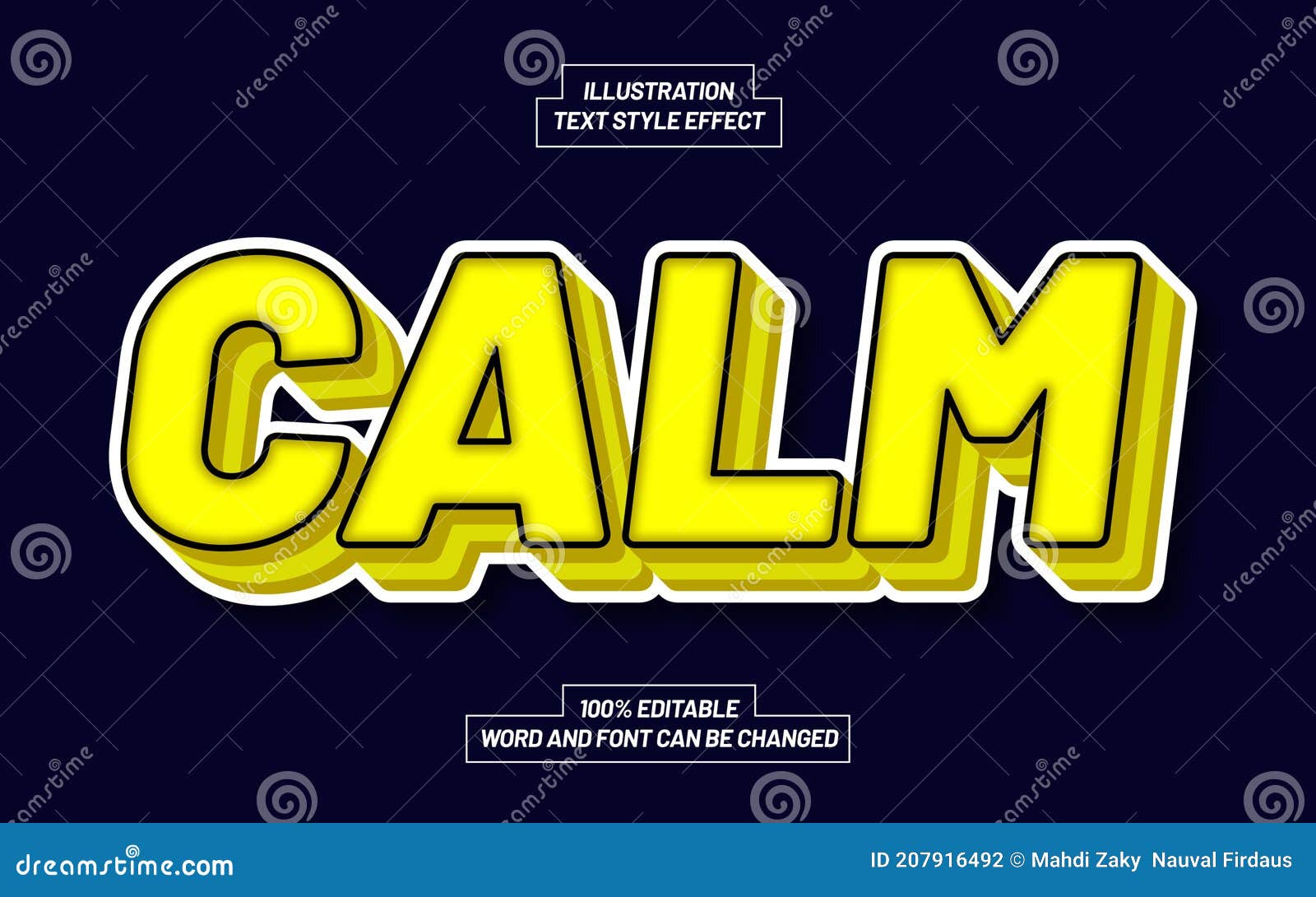 Calm Yellow Text Style Effect Stock Vector - Illustration of effect ...