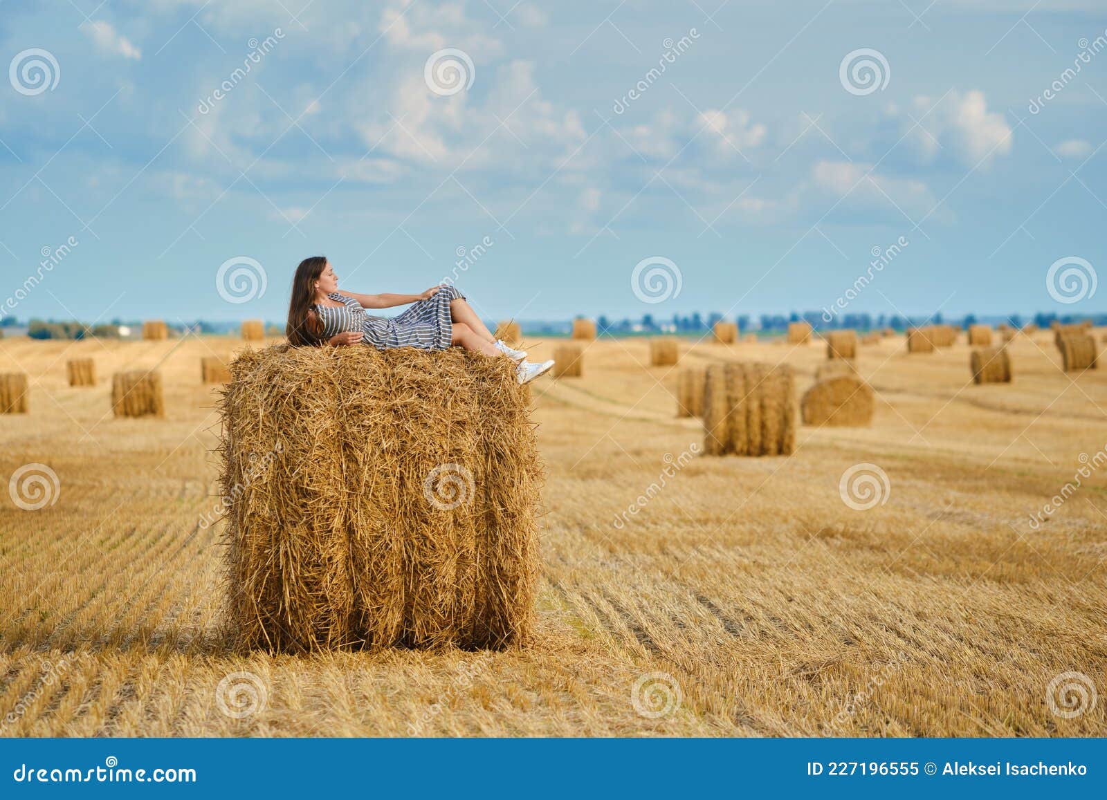 Woman Laying Hay Roll Stock Photos - Free & Royalty-Free Stock Photos ...