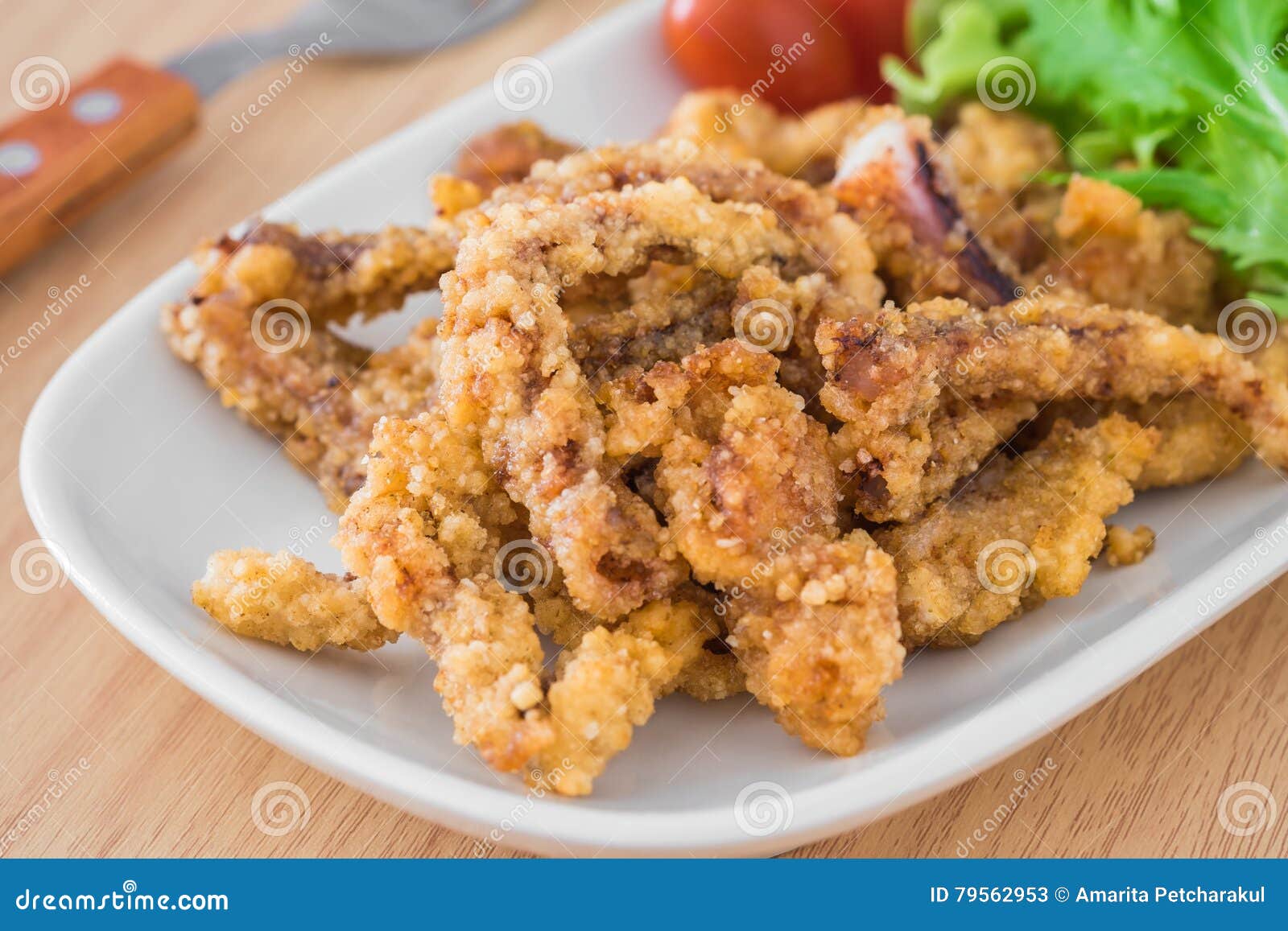 Calmar Frit De Tentacules De Plat Image stock - Image du fourchette ...