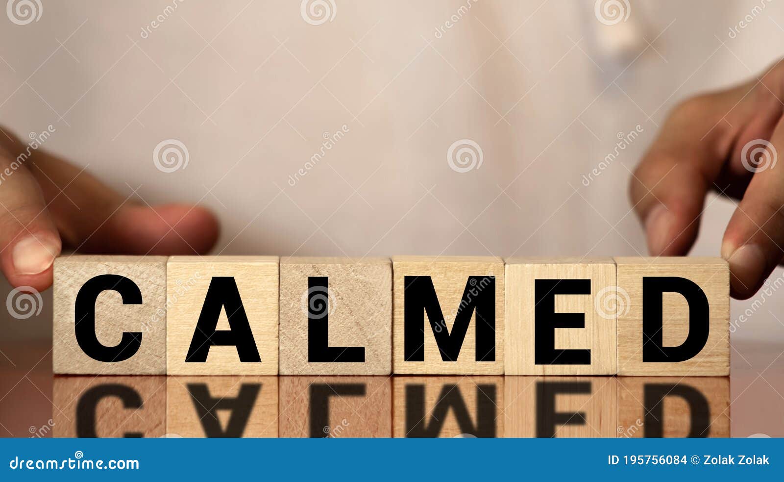 CALMED Word Made with Building Blocks Stock Photo - Image of science ...