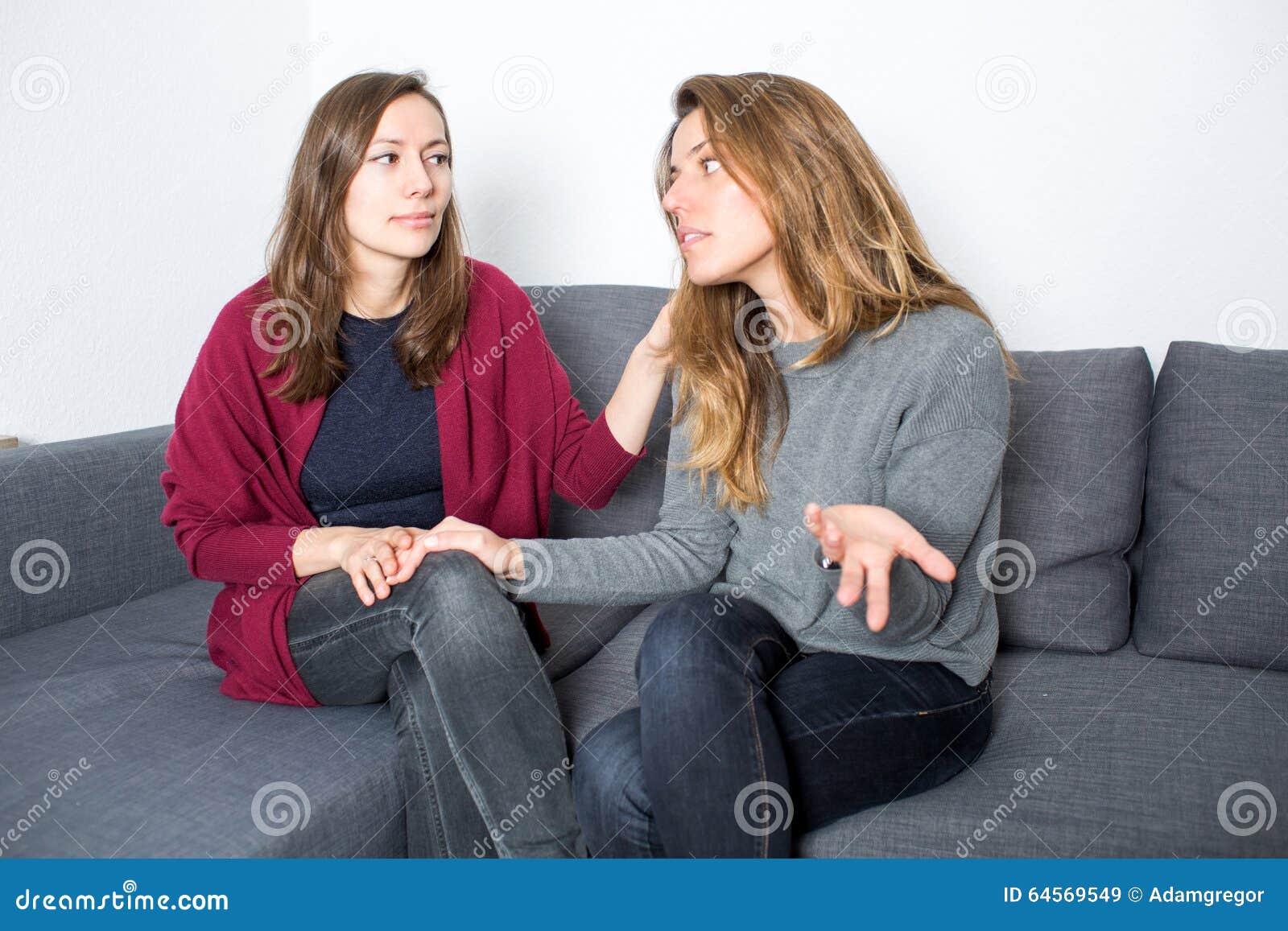 Calming a friend down stock image. Image of room, threatening - 64569549