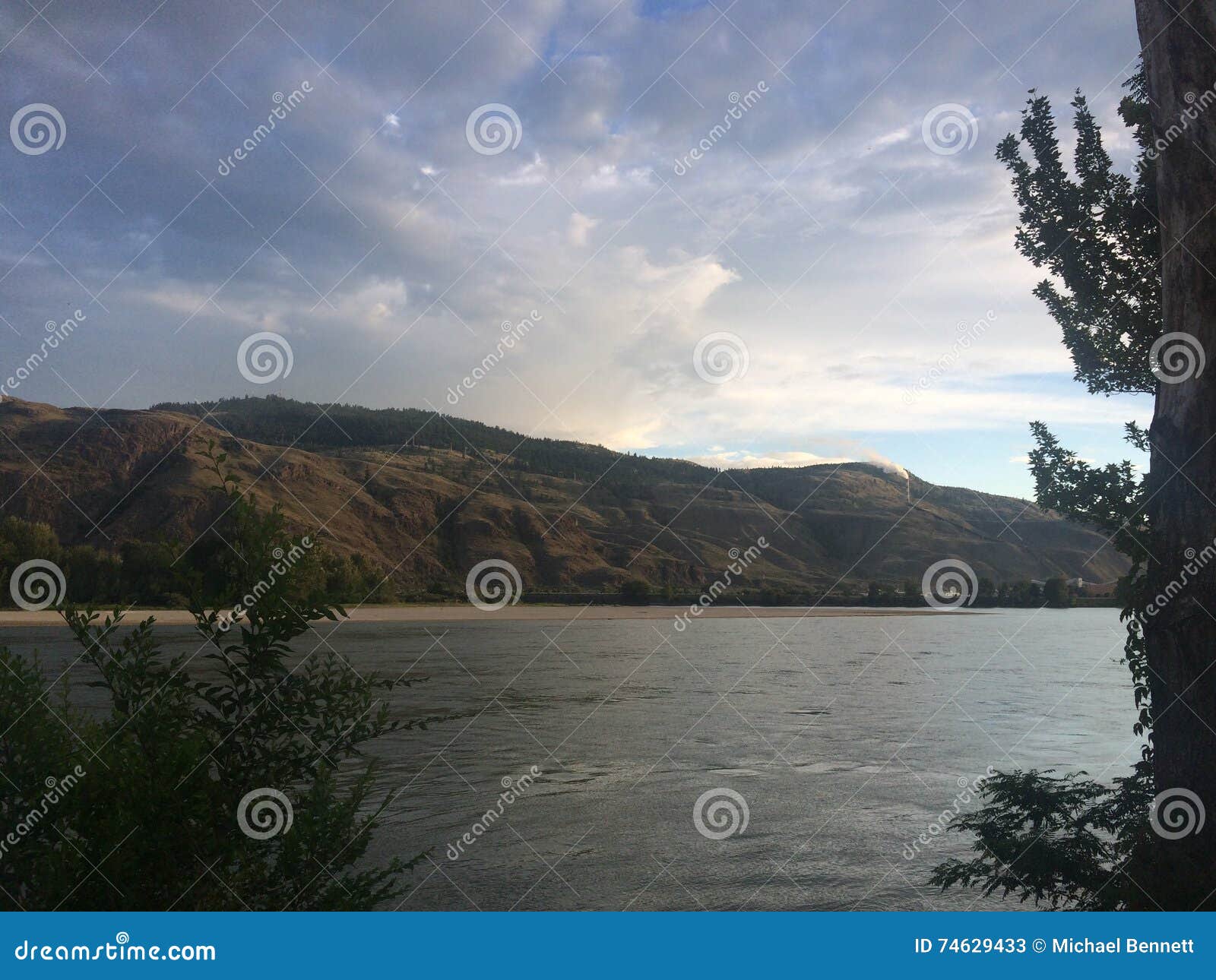 Calming Kamloops sunset stock image. Image of inlet, reflection - 74629433