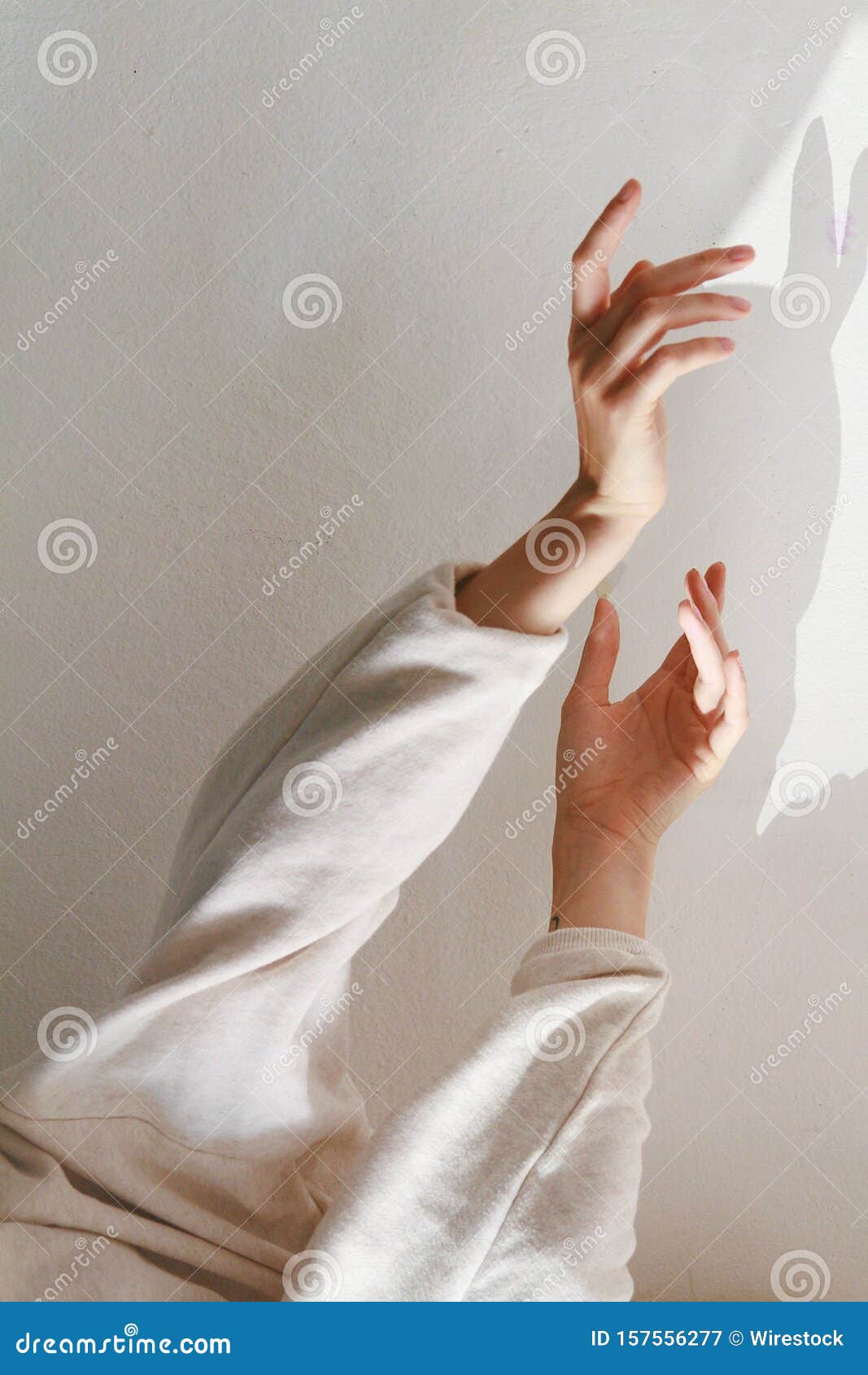 Calming Movement of Female`s Thin Soft Hands Stock Image - Image of ...