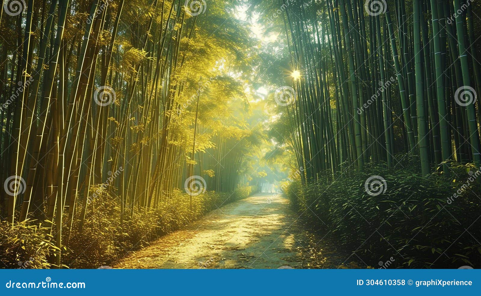 A Calming Path through a Bamboo Forest Stock Illustration ...