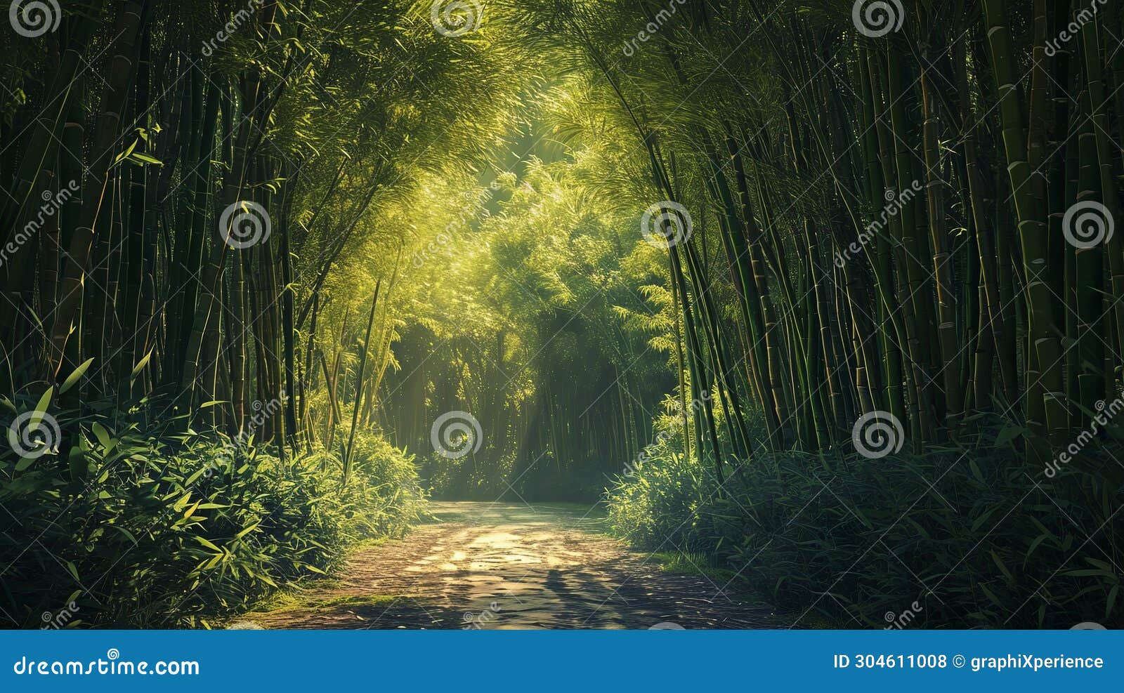 A Calming Path through a Bamboo Forest Stock Illustration ...
