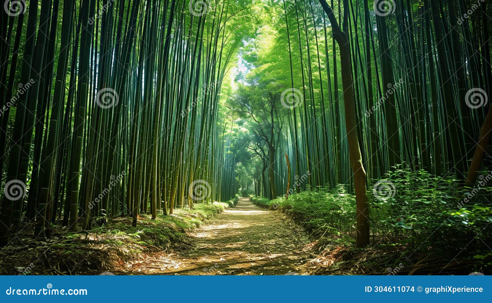 A Calming Path through a Bamboo Forest Stock Illustration ...