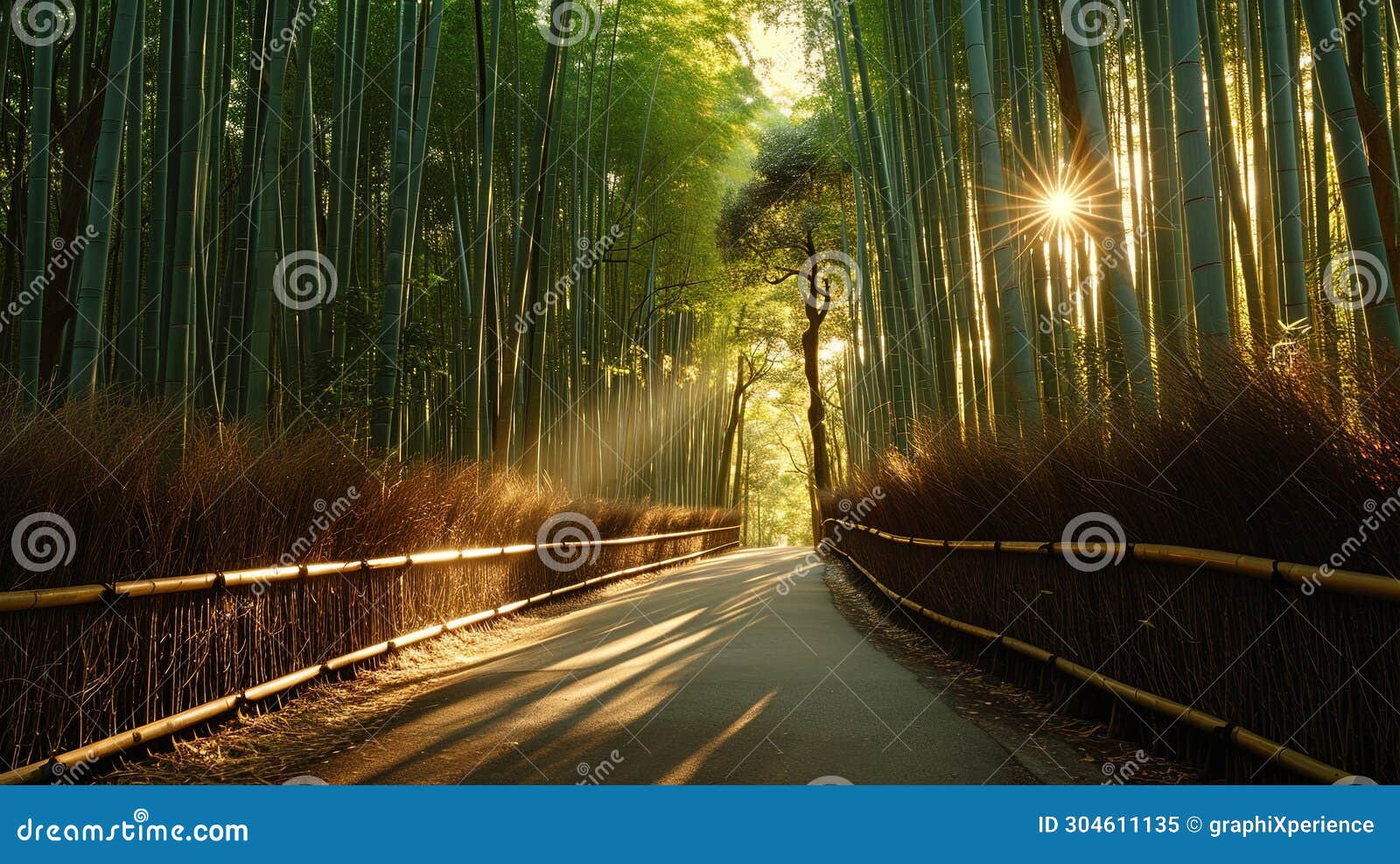 A Calming Path through a Bamboo Forest Stock Illustration ...