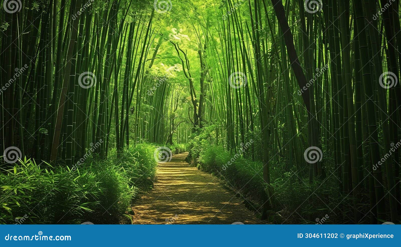 A Calming Path through a Bamboo Forest Stock Illustration ...