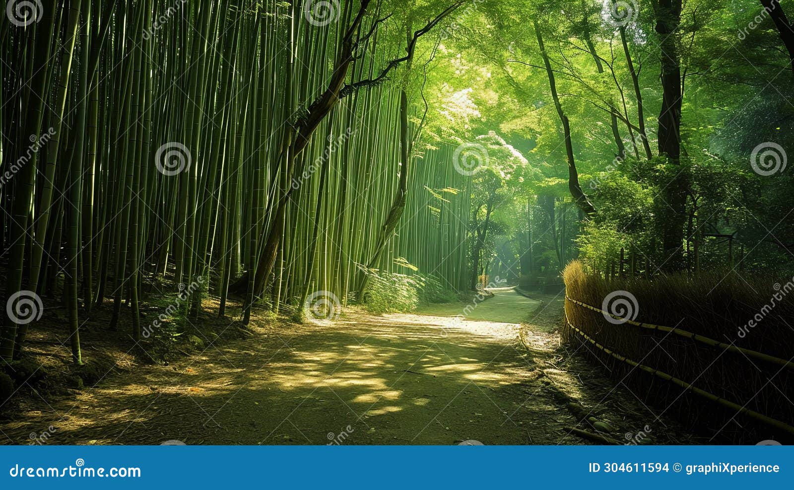 A Calming Path through a Bamboo Forest Stock Illustration ...