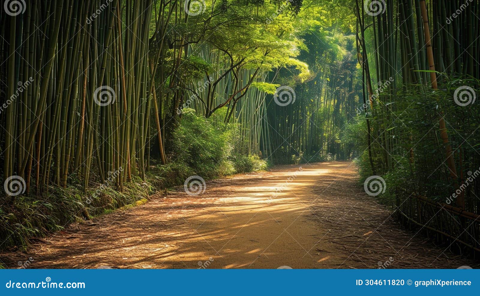 A Calming Path through a Bamboo Forest Stock Illustration ...