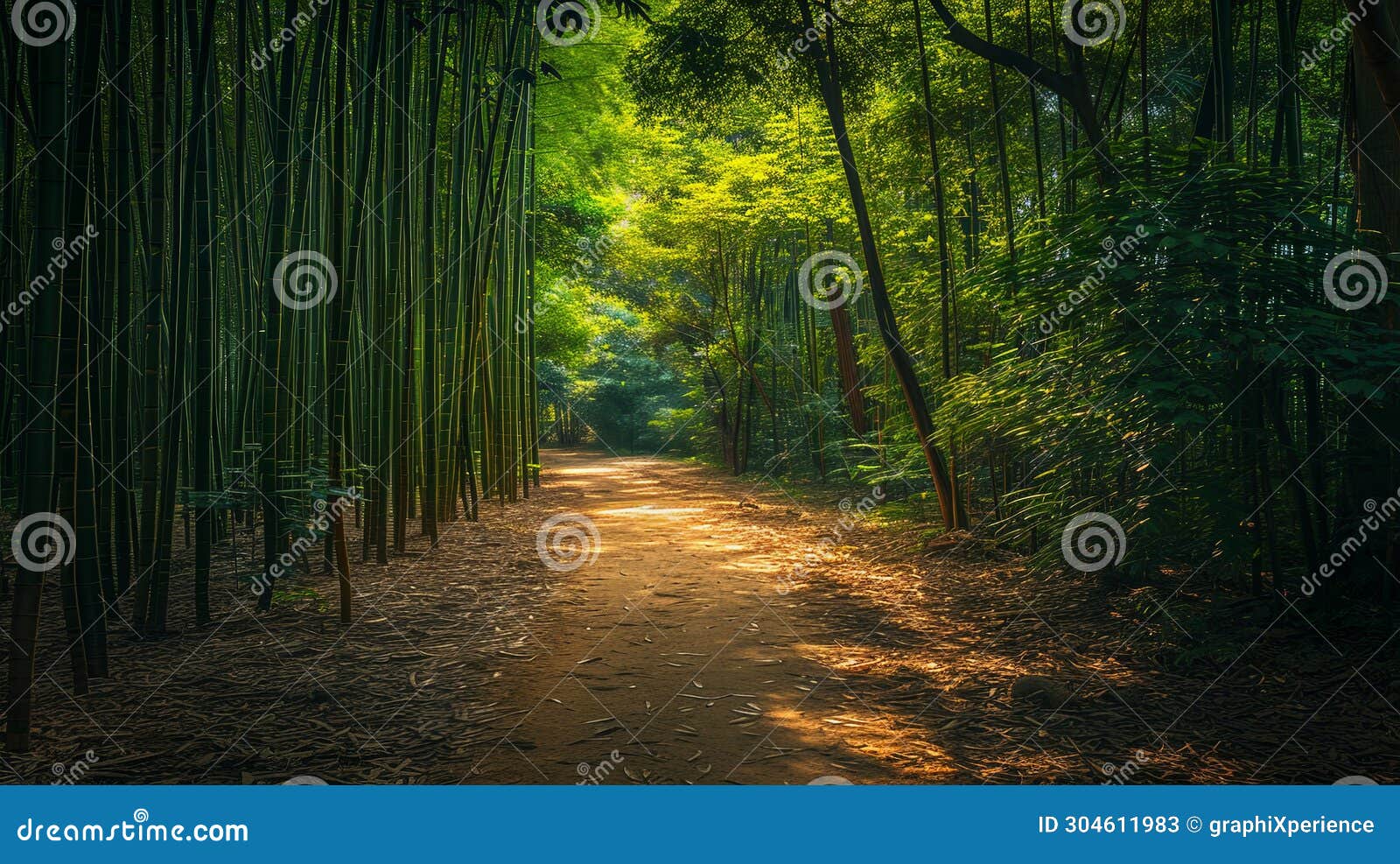 A Calming Path through a Bamboo Forest Stock Illustration ...