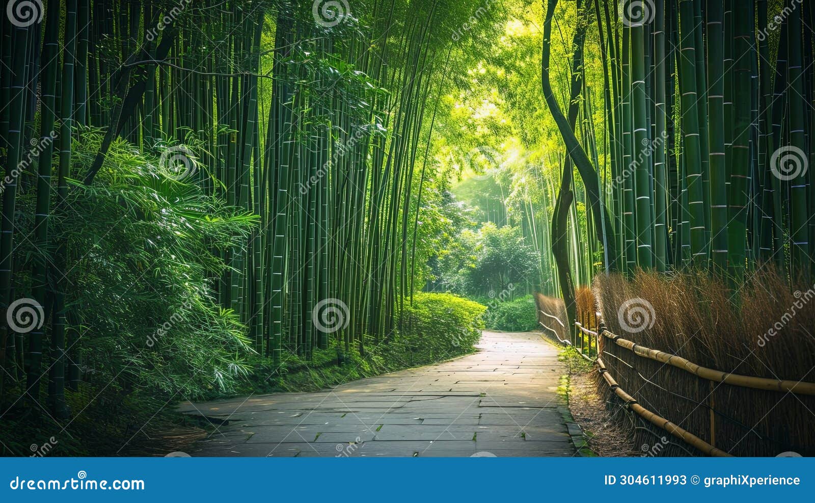A Calming Path through a Bamboo Forest Stock Illustration ...