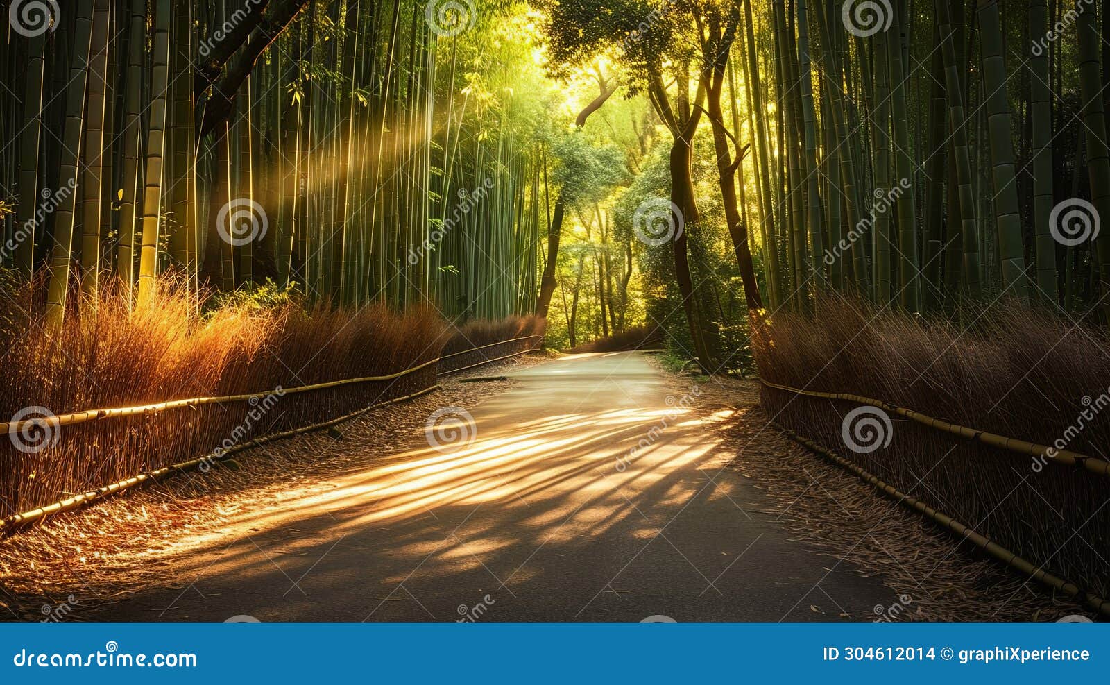 A Calming Path through a Bamboo Forest Stock Illustration ...