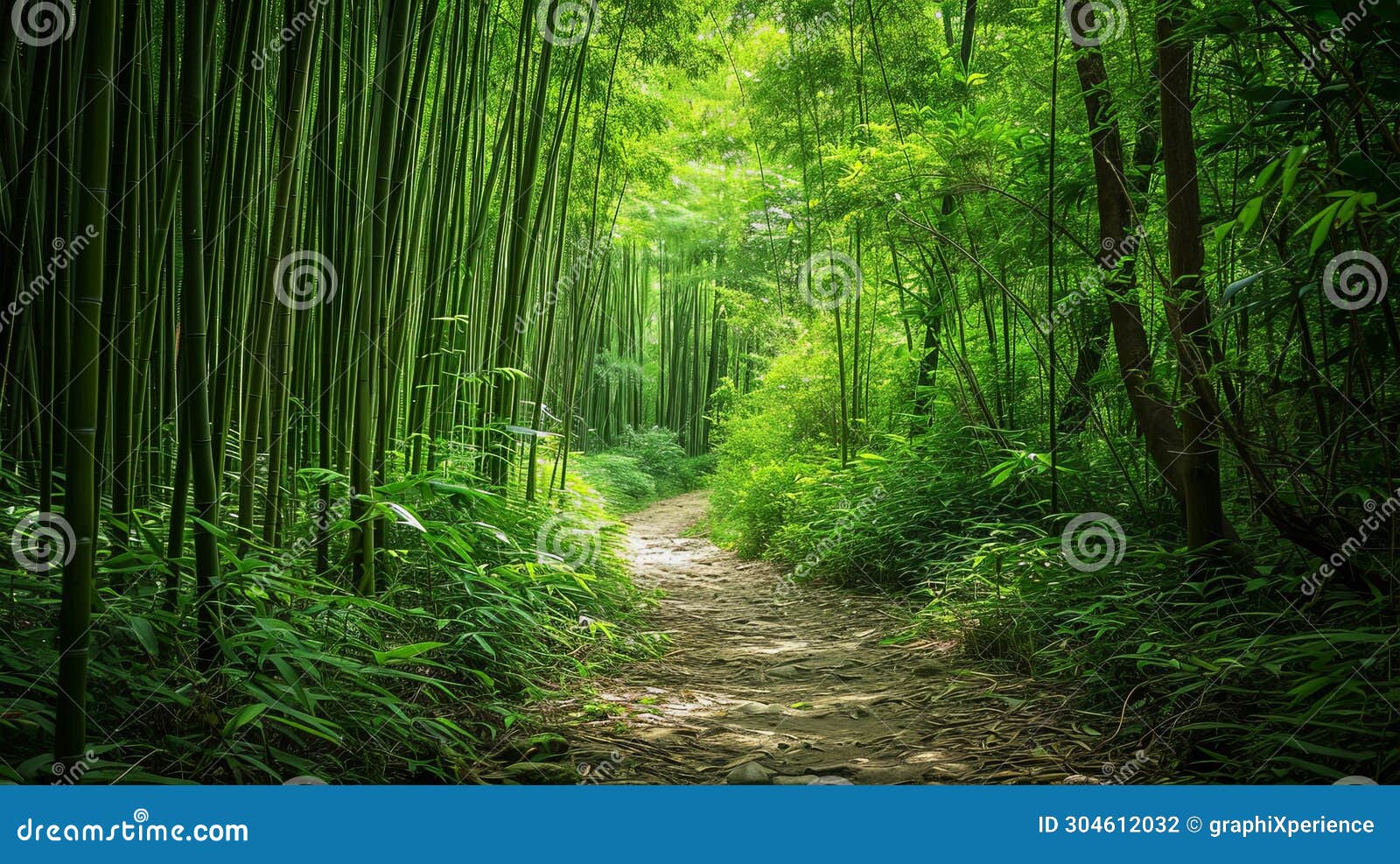 A Calming Path through a Bamboo Forest Stock Illustration ...