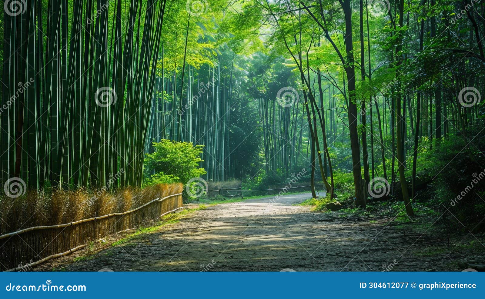 A Calming Path through a Bamboo Forest Stock Illustration ...