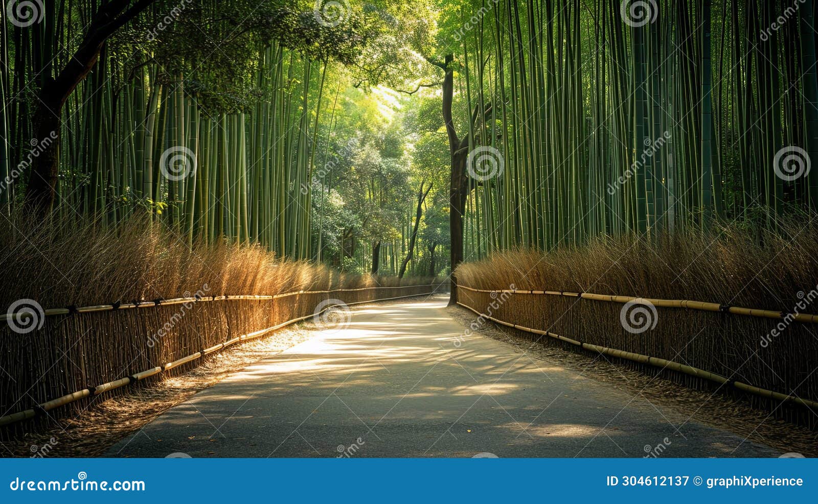 A Calming Path through a Bamboo Forest Stock Illustration ...