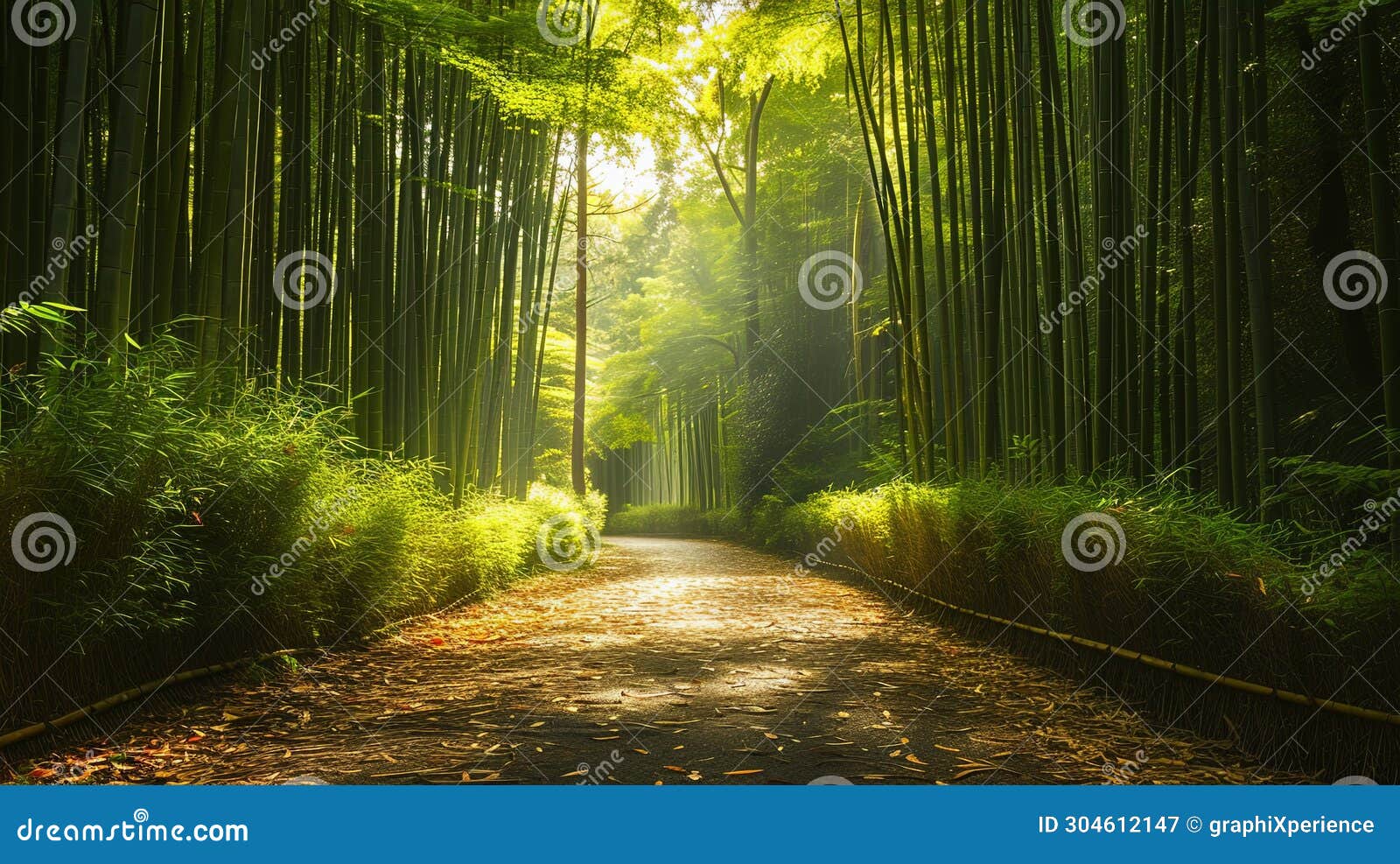 A Calming Path through a Bamboo Forest Stock Illustration ...