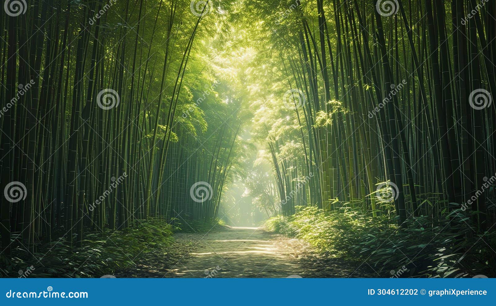 A Calming Path through a Bamboo Forest Stock Illustration ...
