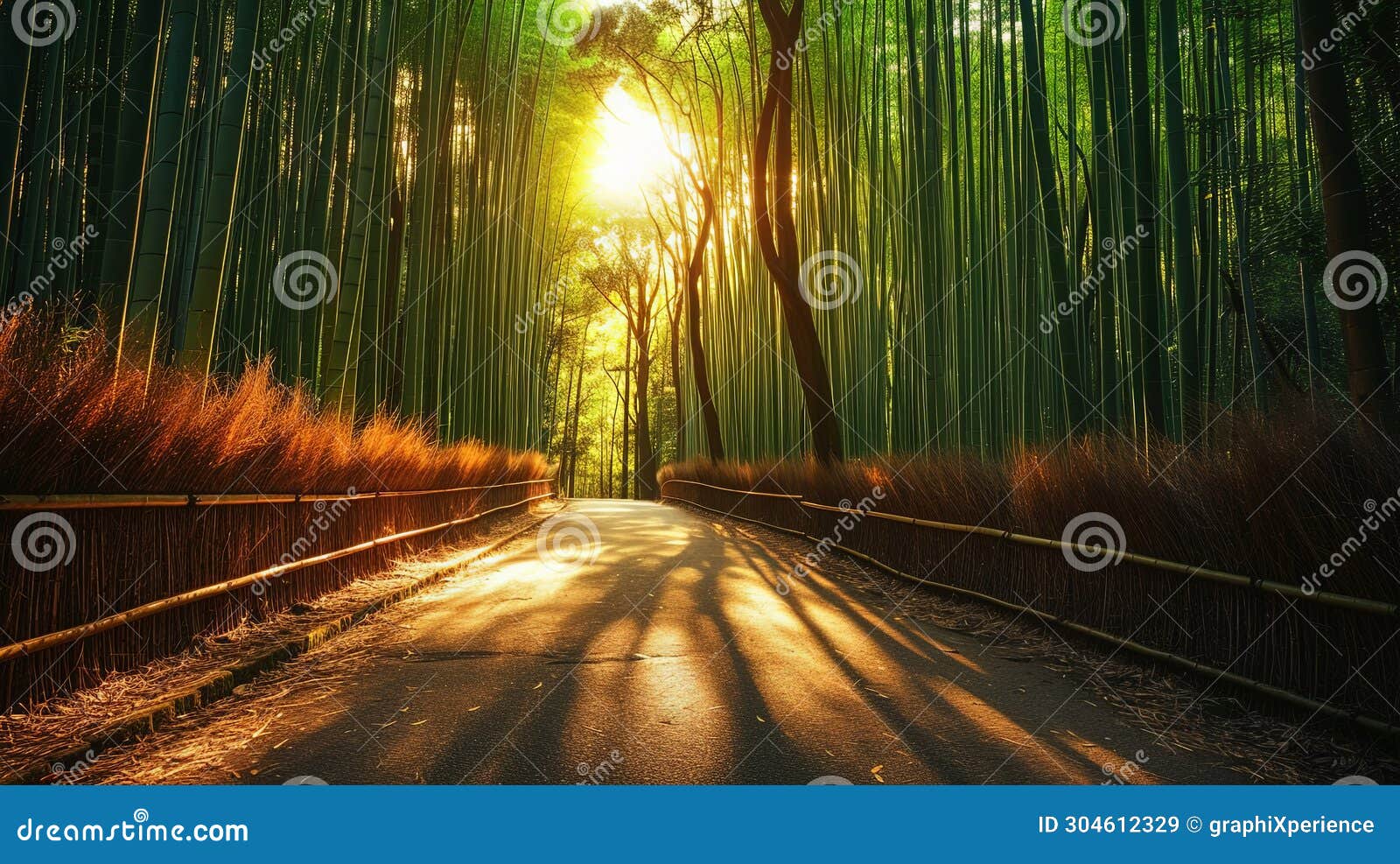 A Calming Path through a Bamboo Forest Stock Illustration ...