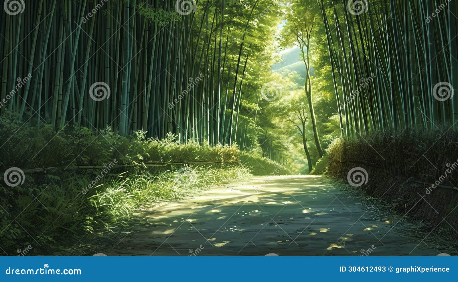A Calming Path through a Bamboo Forest Stock Illustration ...