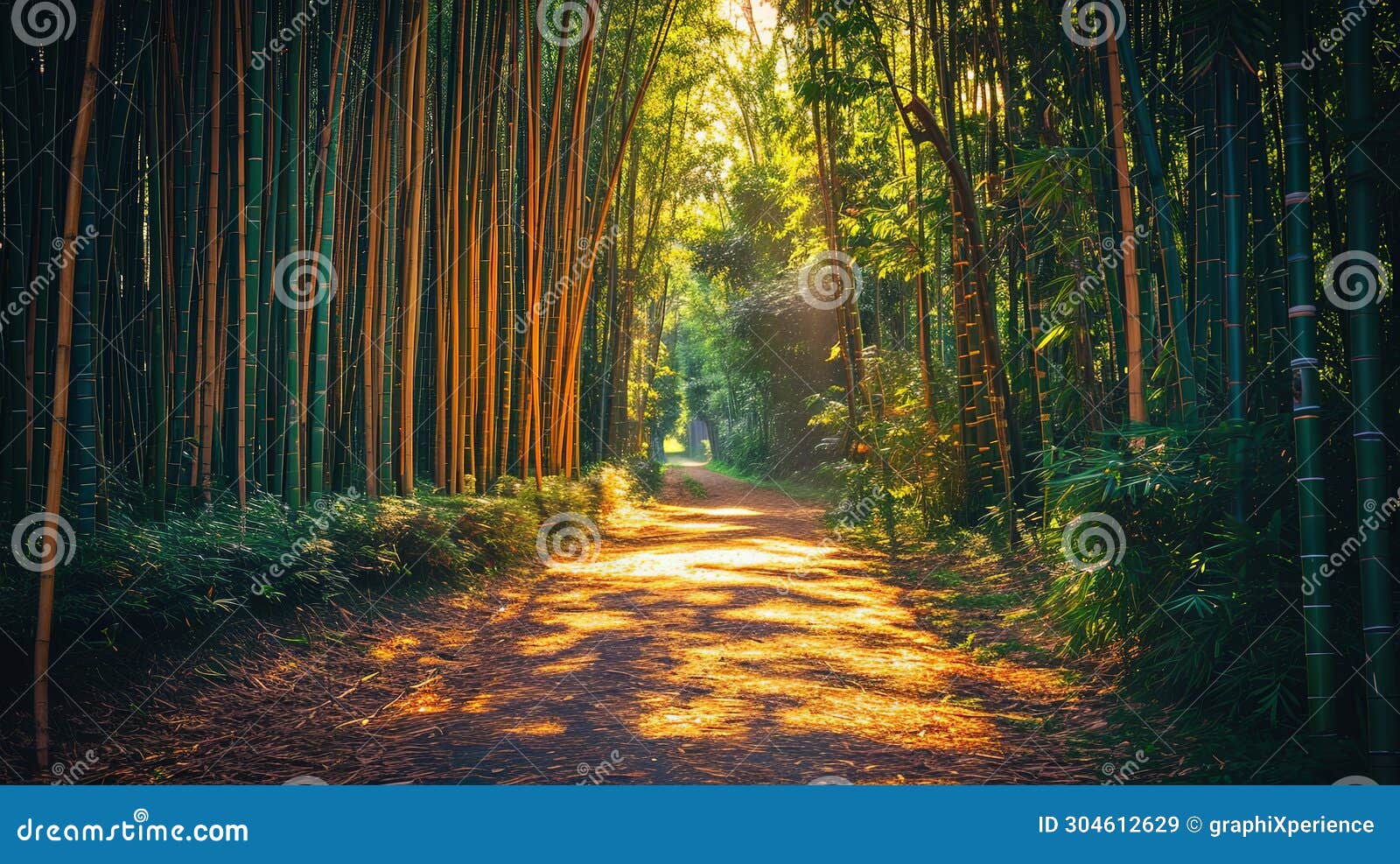 A Calming Path through a Bamboo Forest Stock Illustration ...