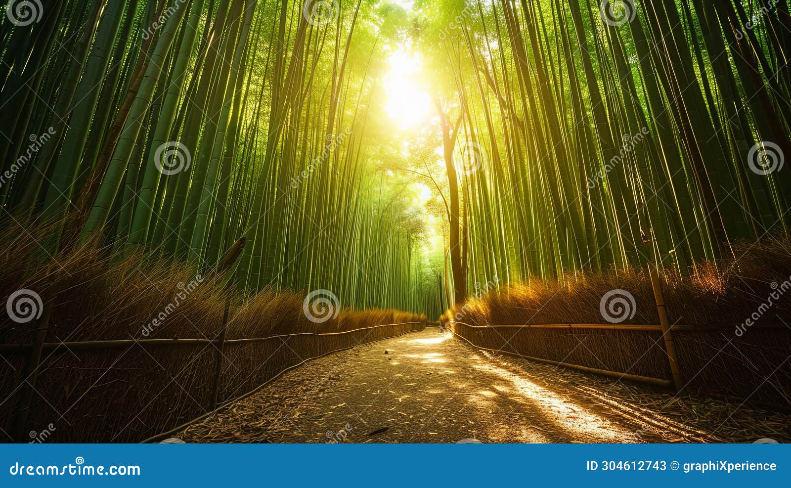 A Calming Path through a Bamboo Forest Stock Illustration ...