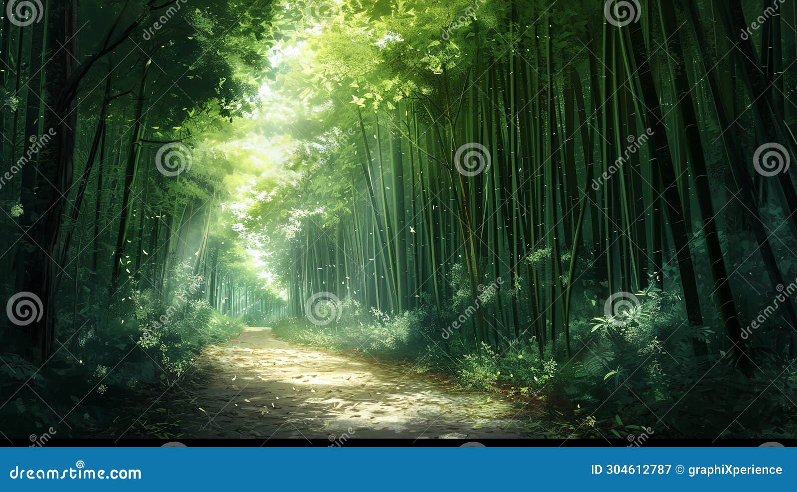 A Calming Path through a Bamboo Forest Stock Illustration ...
