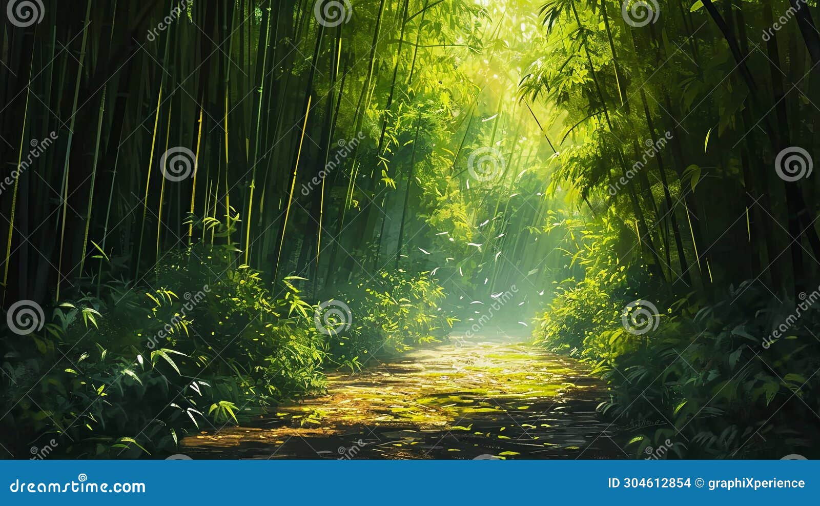 A Calming Path through a Bamboo Forest Stock Illustration ...
