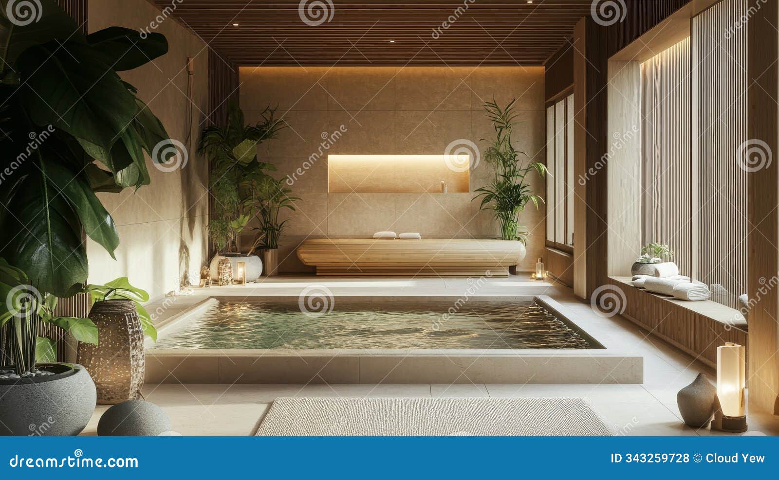 Calming Spa Environment with a Balanced Layout. Stock Illustration ...