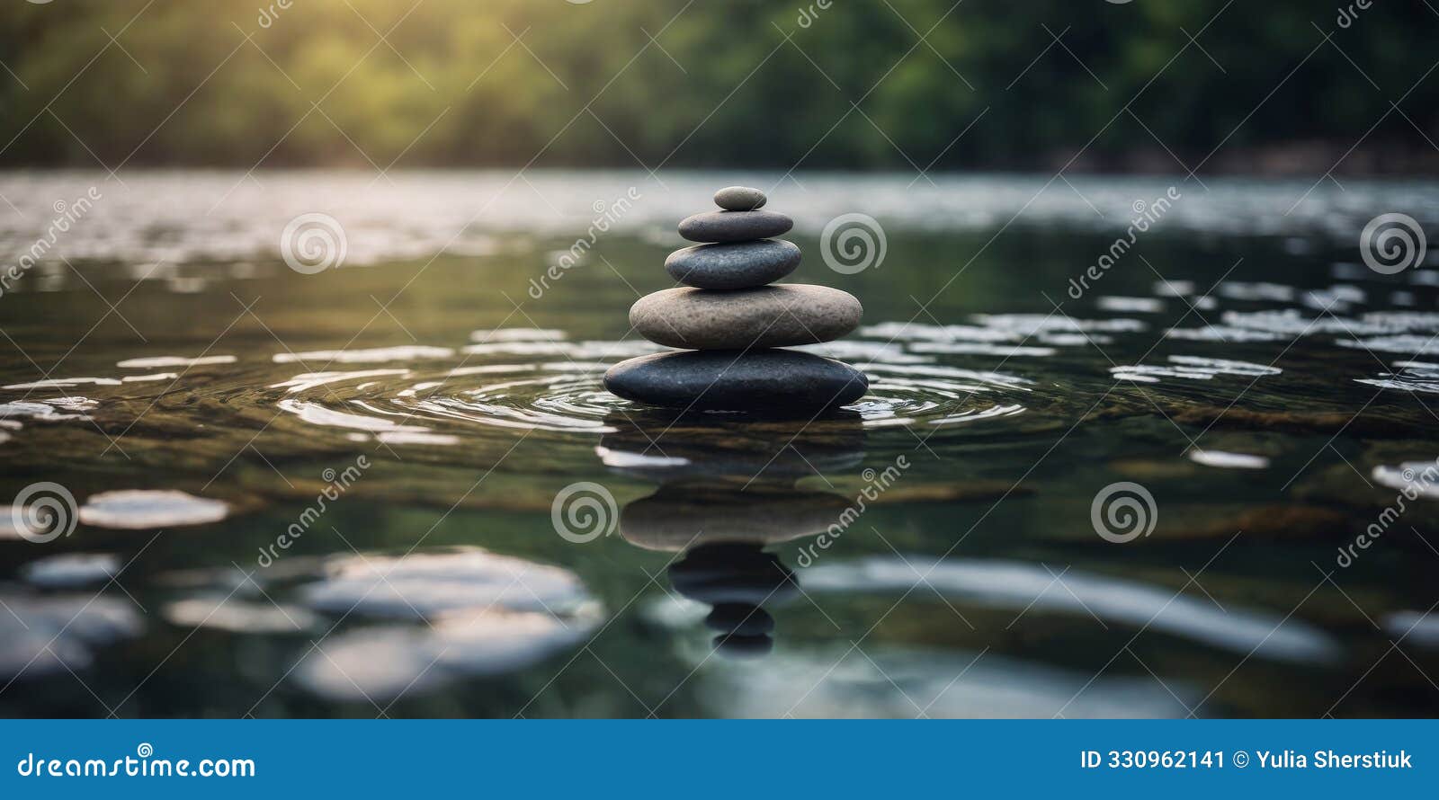 A Calming Stack of Smooth River Stones Balanced Perfectly on a Tranquil ...