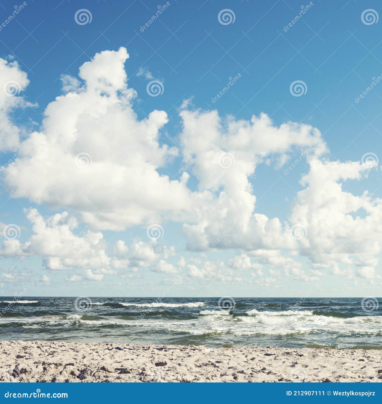 Calming View of Sea Side Clouds on Blue Sky and Sand Stock Image ...