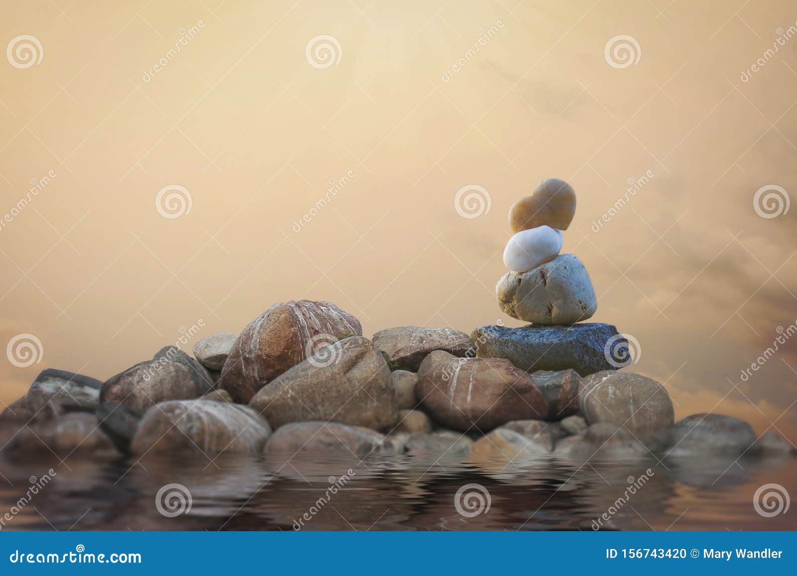 Calming Zen Rock Stack by a Lake Stock Photo - Image of heap, nature ...