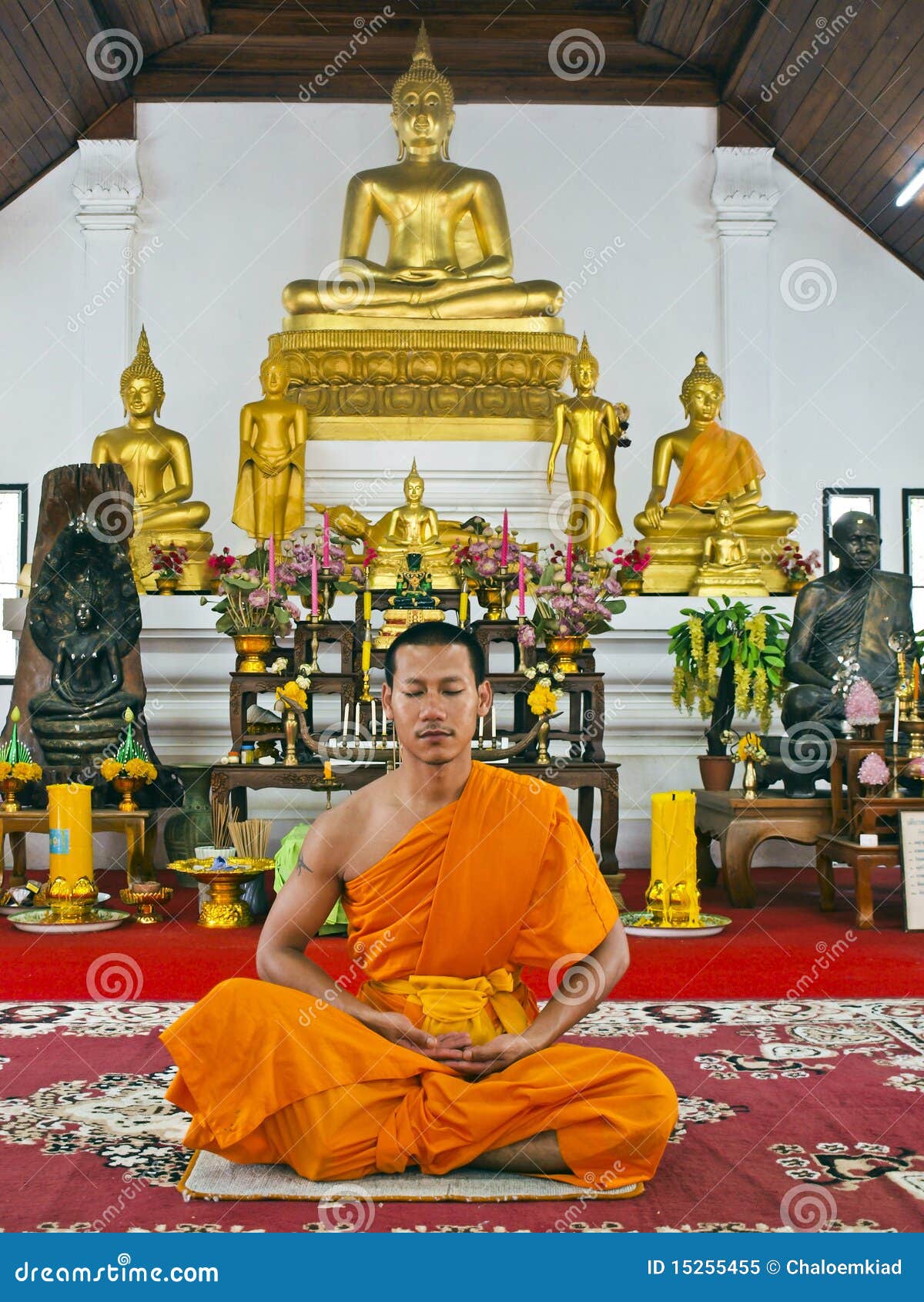 The calmness of a monk , stock image. Image of praying - 15255455