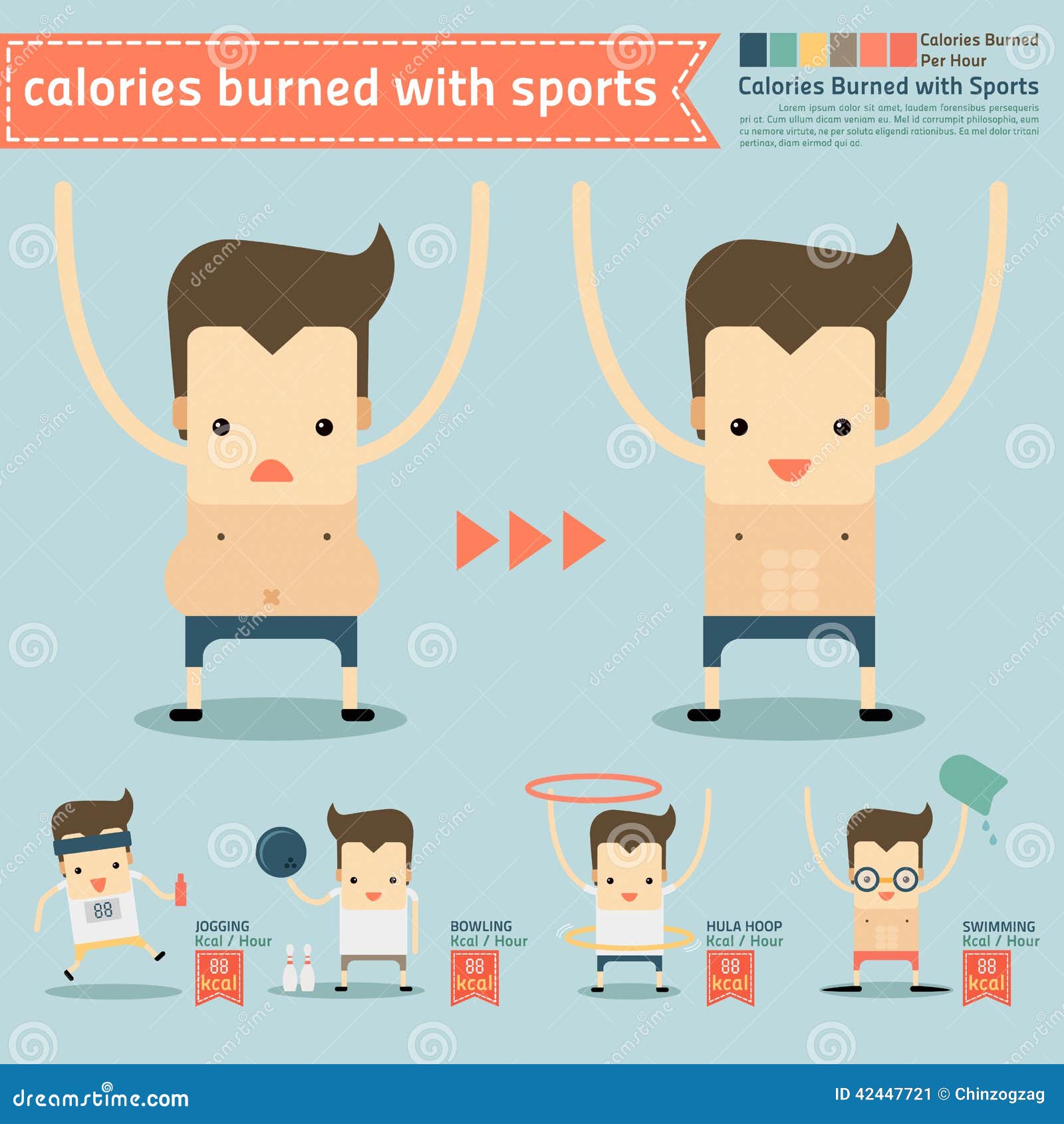 Calories Burned with Sports Infographics Stock Vector - Illustration of ...